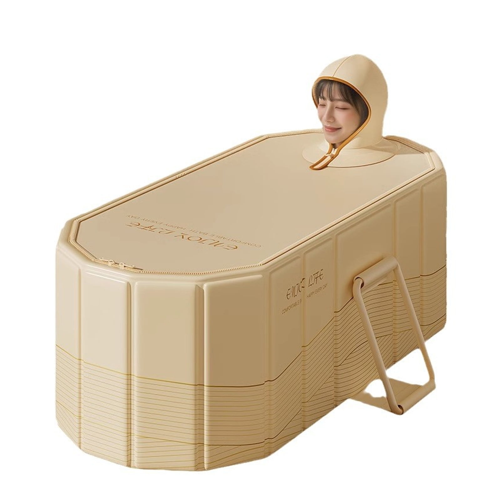 TidBay 120CM Portable Folding Bathtub with Thermal Cover Metal Support ...