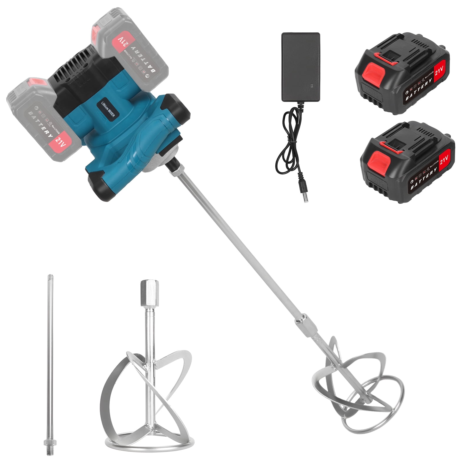 TidBay 2300W Cordless Cement Mixer, Electric Concrete Mixer with 6 ...
