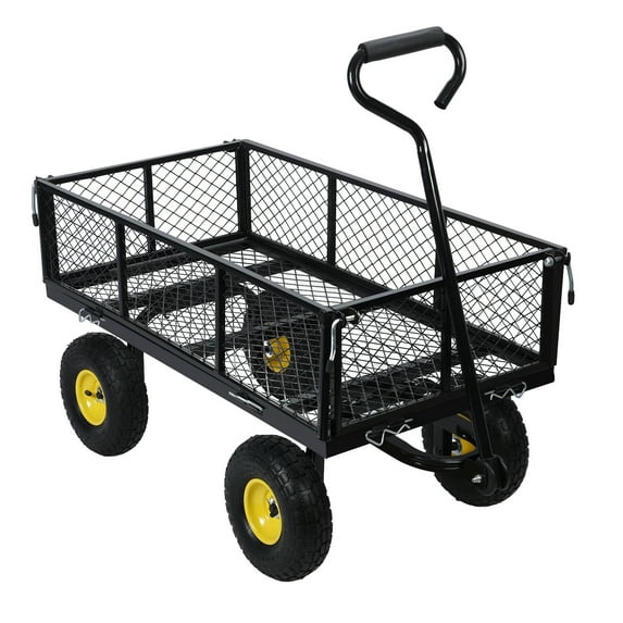 TidBay 880lbs Capacity Garden Cart, Heavy Duty Mesh Metal Utility Wagon ...