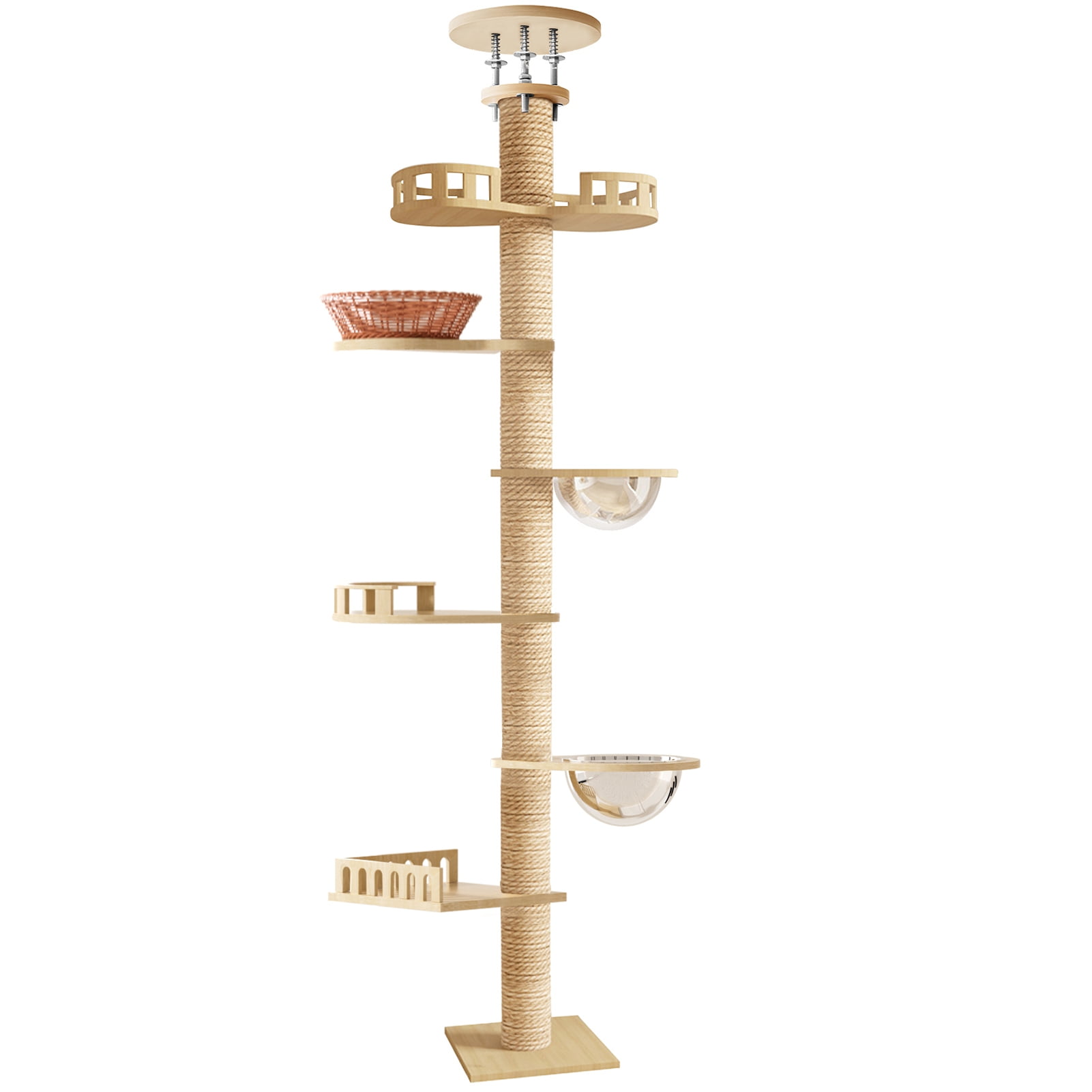 TidBay Cat Tree, Floor to Ceiling Cat Tree, Height Adjustable Cat Tower ...
