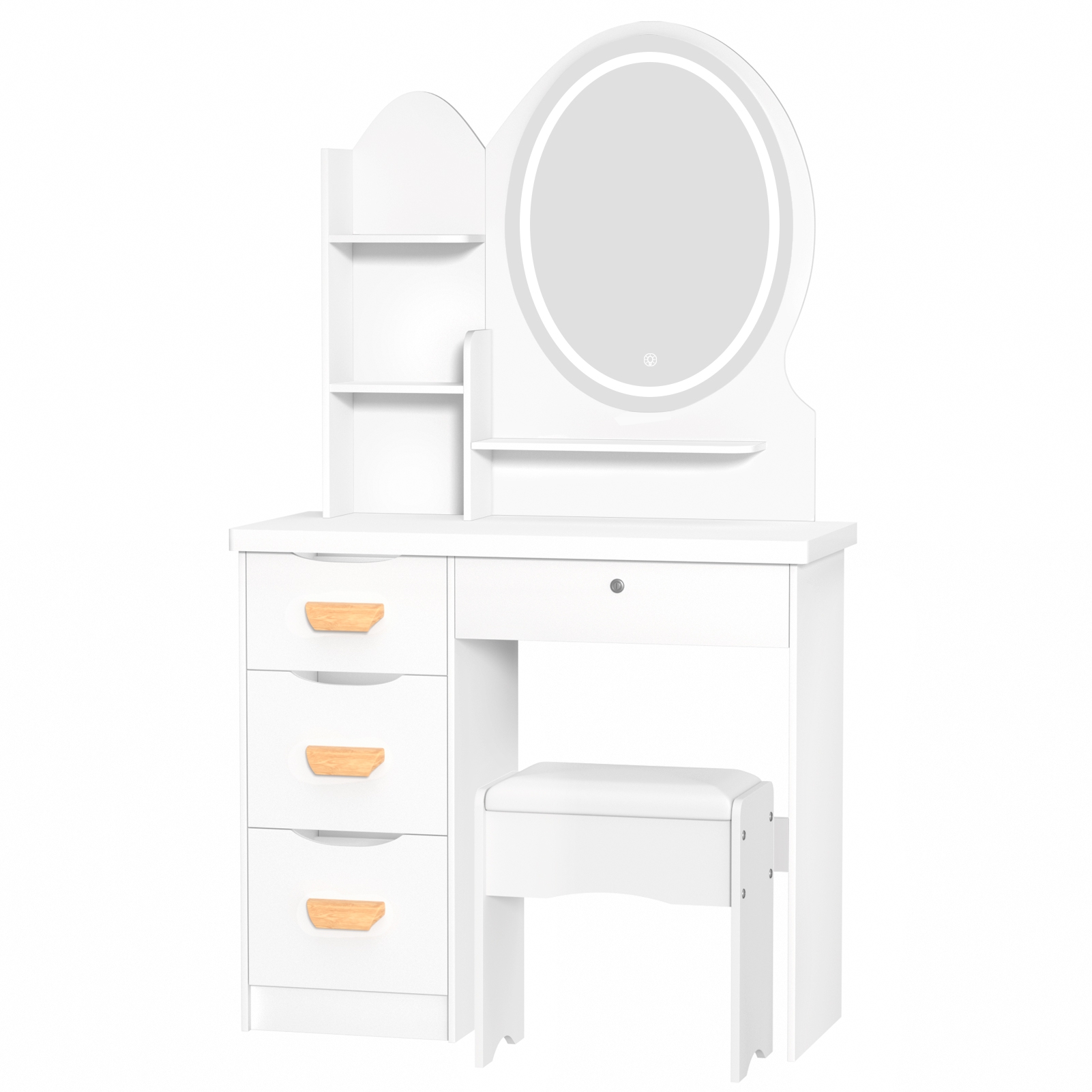 TidBay Dressing Table with Brightness Adjustment 3-colored Light ...