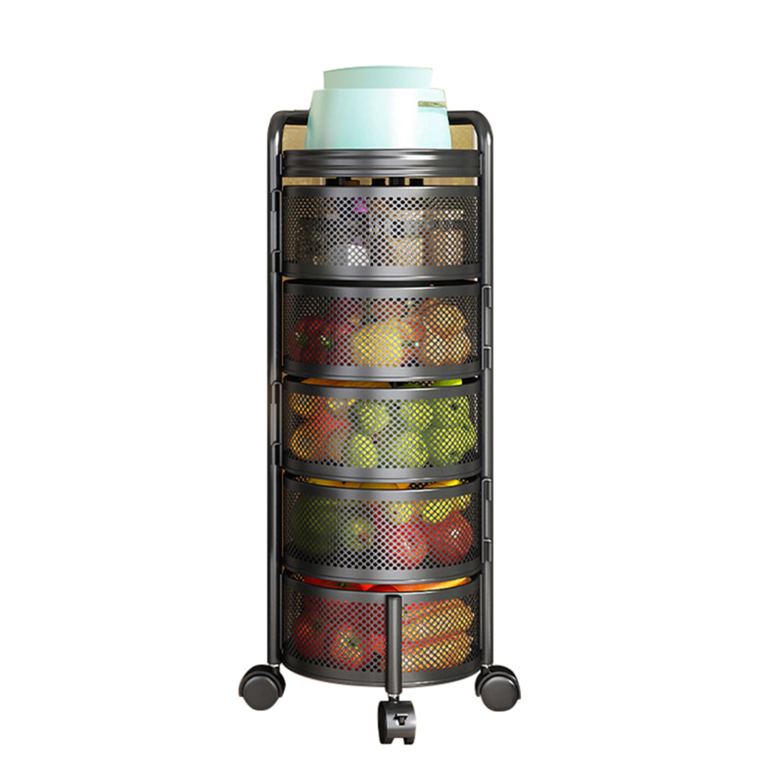TidBay Fruit Vegetable Basket, Rotating Storage Shelves Rack, Kitchen ...