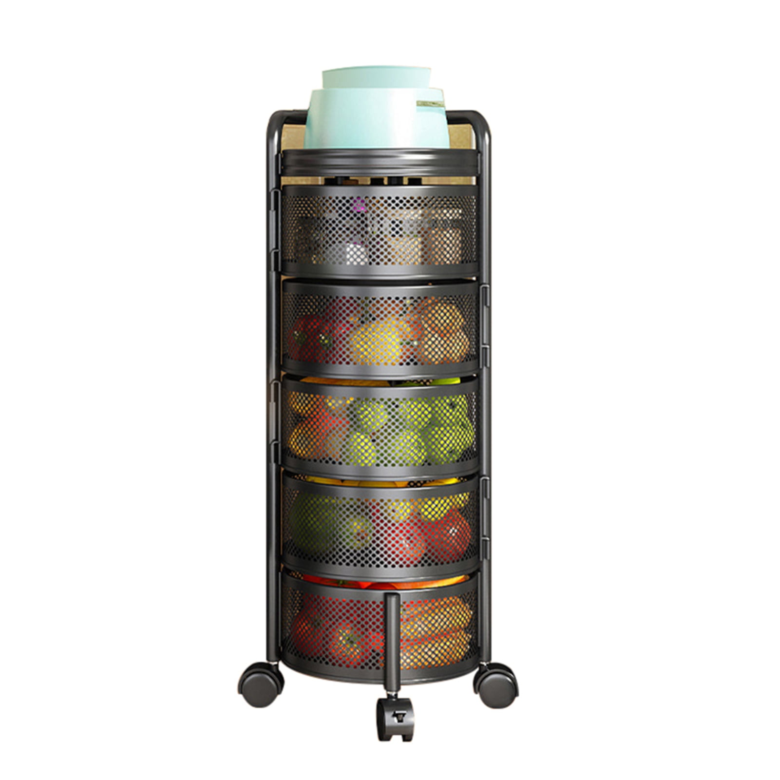 TidBay Fruit Vegetable Basket, Rotating Storage Shelves Rack, Kitchen ...