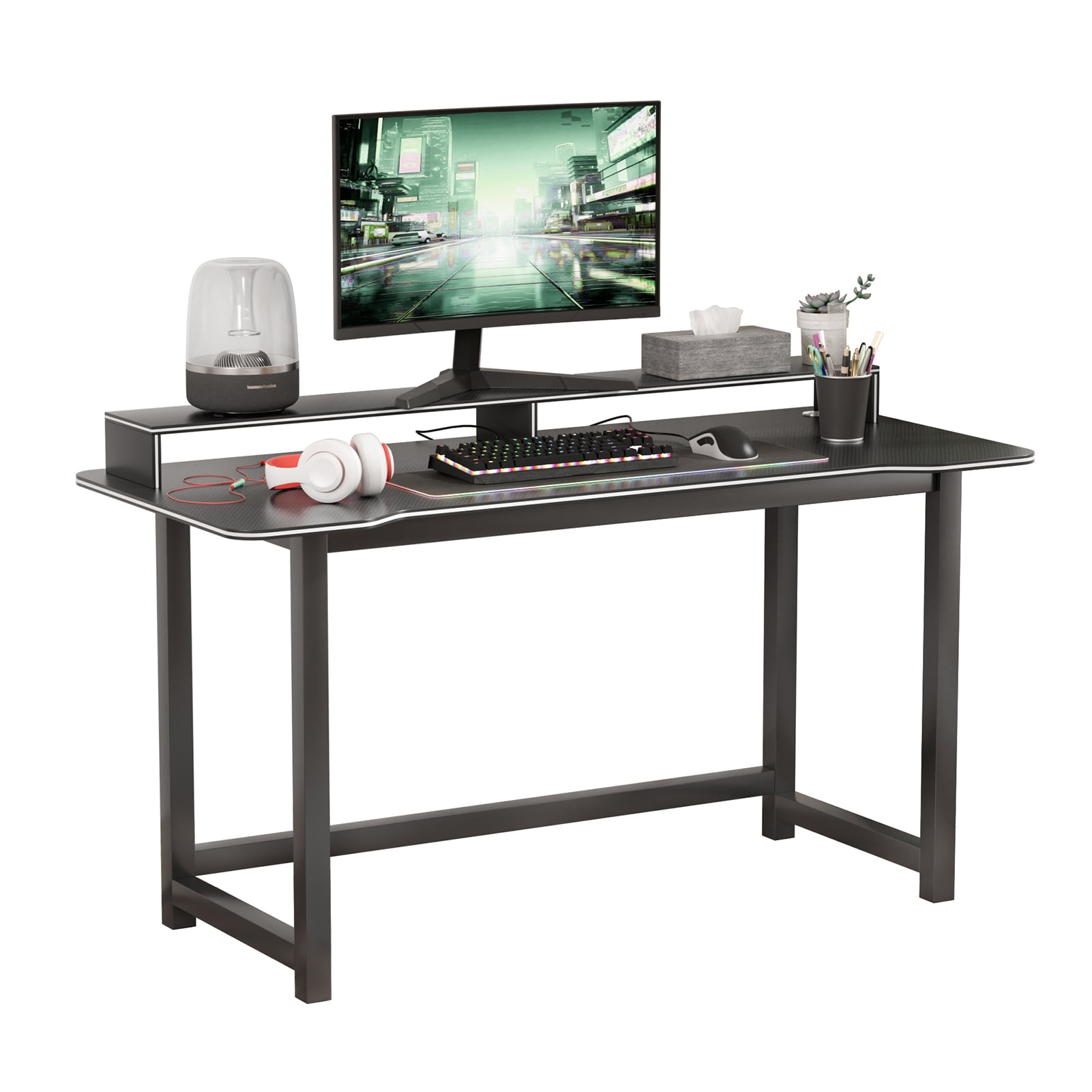 TidBay Gaming Desk, Ergonomic Computer Game Table with Steel Legs ...