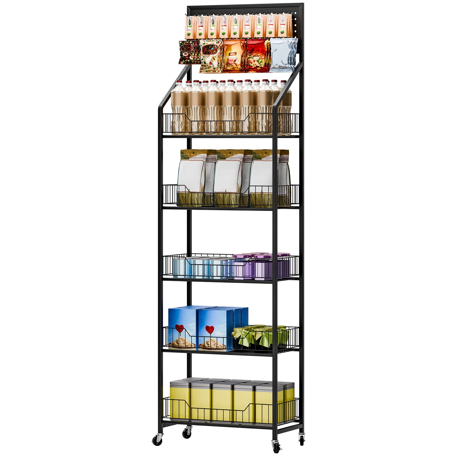 TidBay Retail Candy Snack Display Rack, 5-Tier Carbon Steel Storage ...
