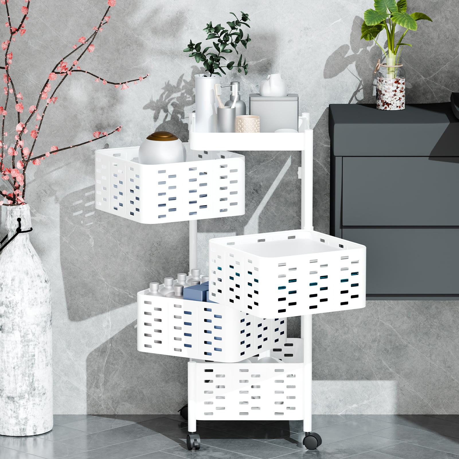 TidBay Rotating Trolley, Square Kitchen Trolley, Rotating Kitchen ...