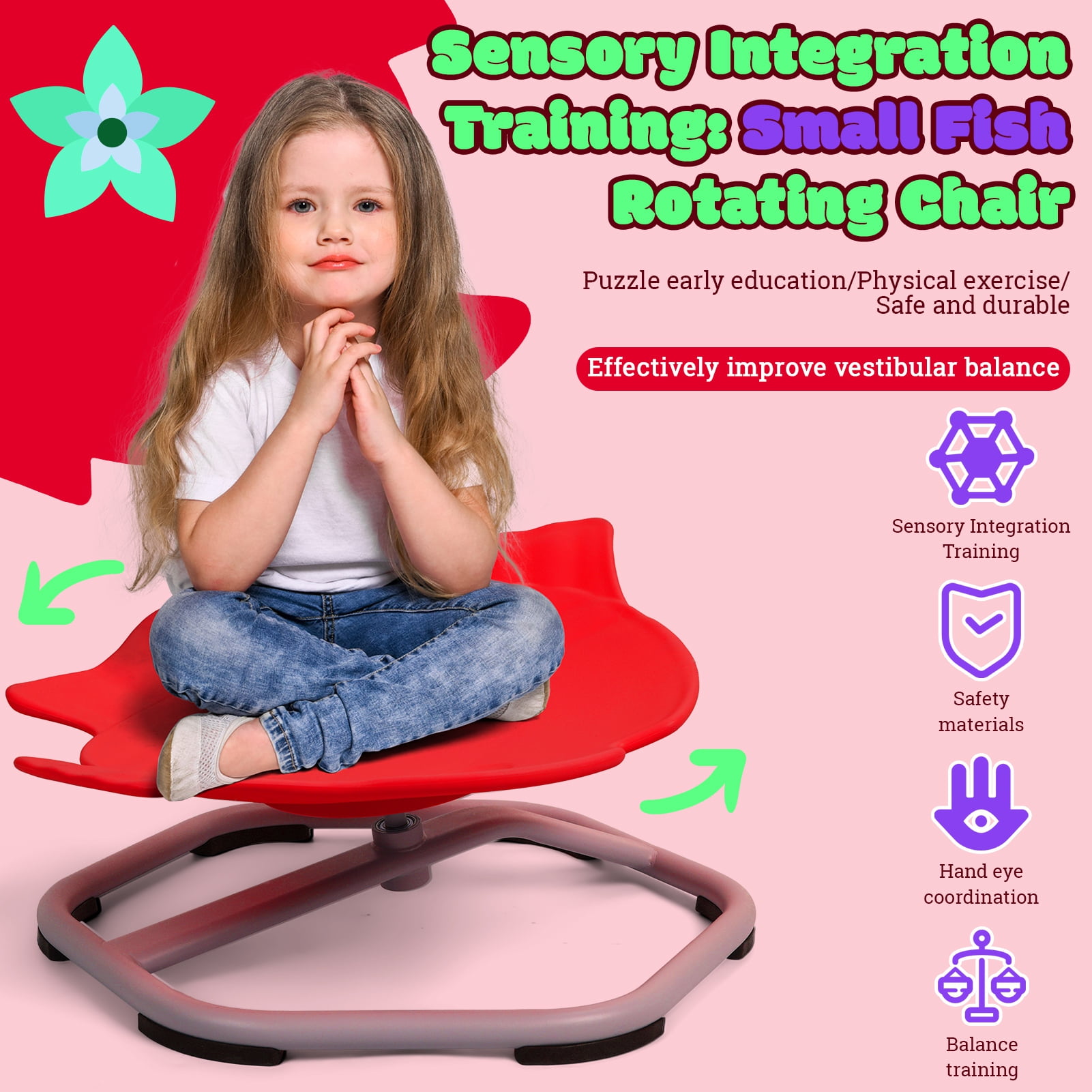 TidBay Spinning Chair, Kids Swivel Chair, Autistic Kids Sensory Swivel ...