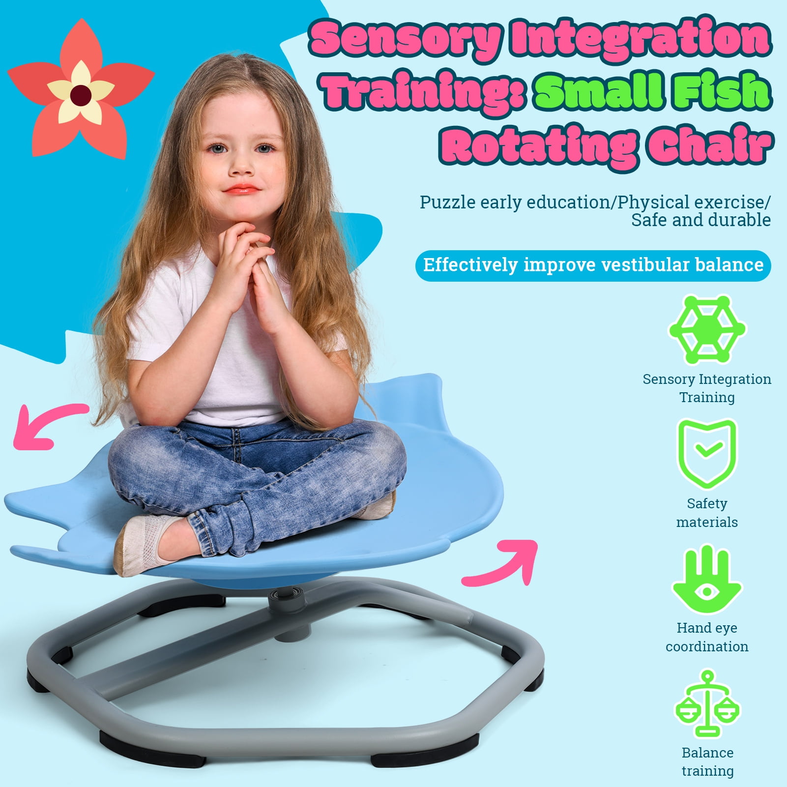 TidBay Spinning Chair, Kids Swivel Chair, Autistic Kids Sensory Swivel ...