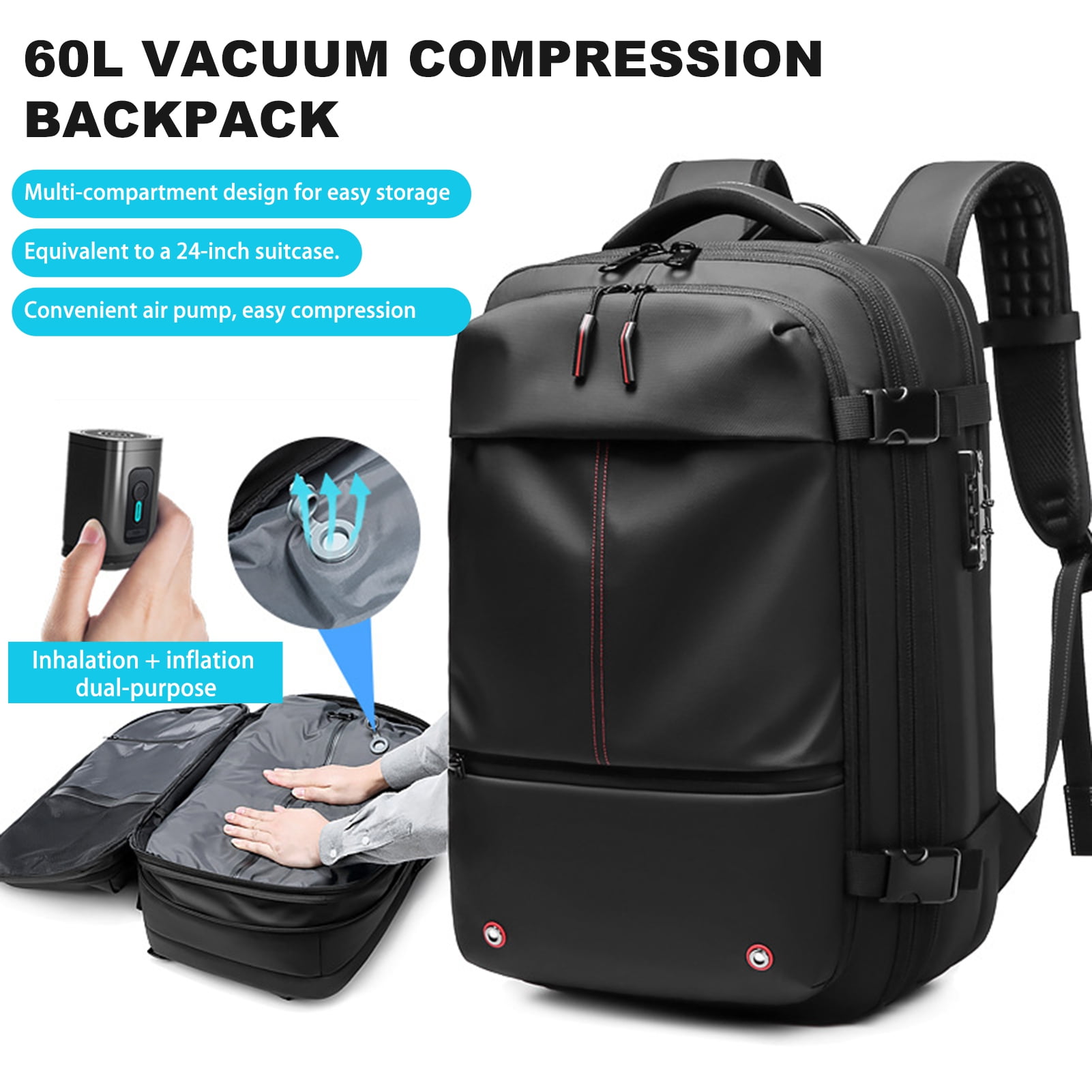 TidBay Vacuum Travel Backpack 60L Large Capacity Waterproof Oxford ...