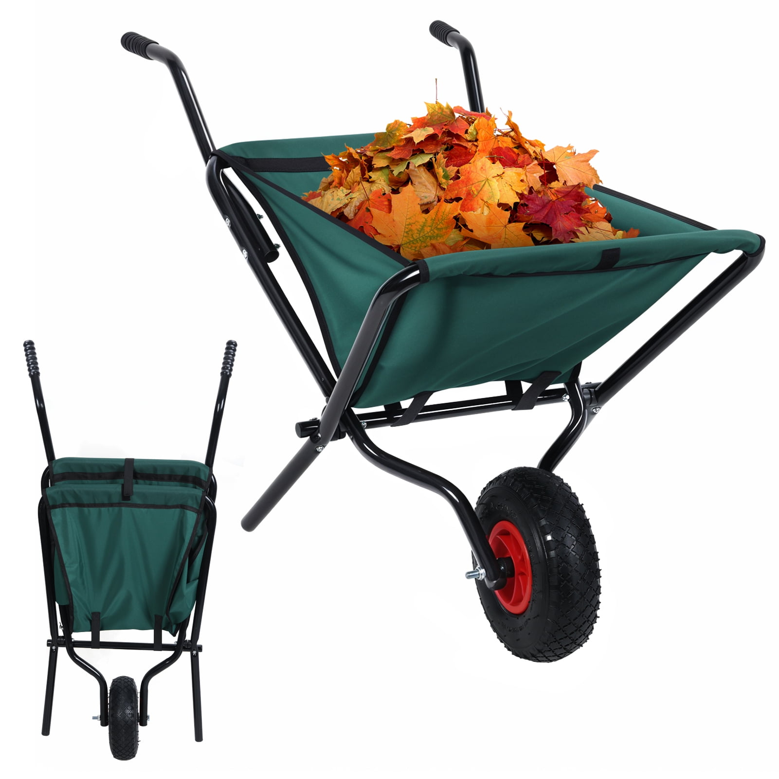 TidBay Wheel Barrow, Collapsible Wheelbarrow, Lightweight Durable Foldable Wheelbarrow, 600D ...