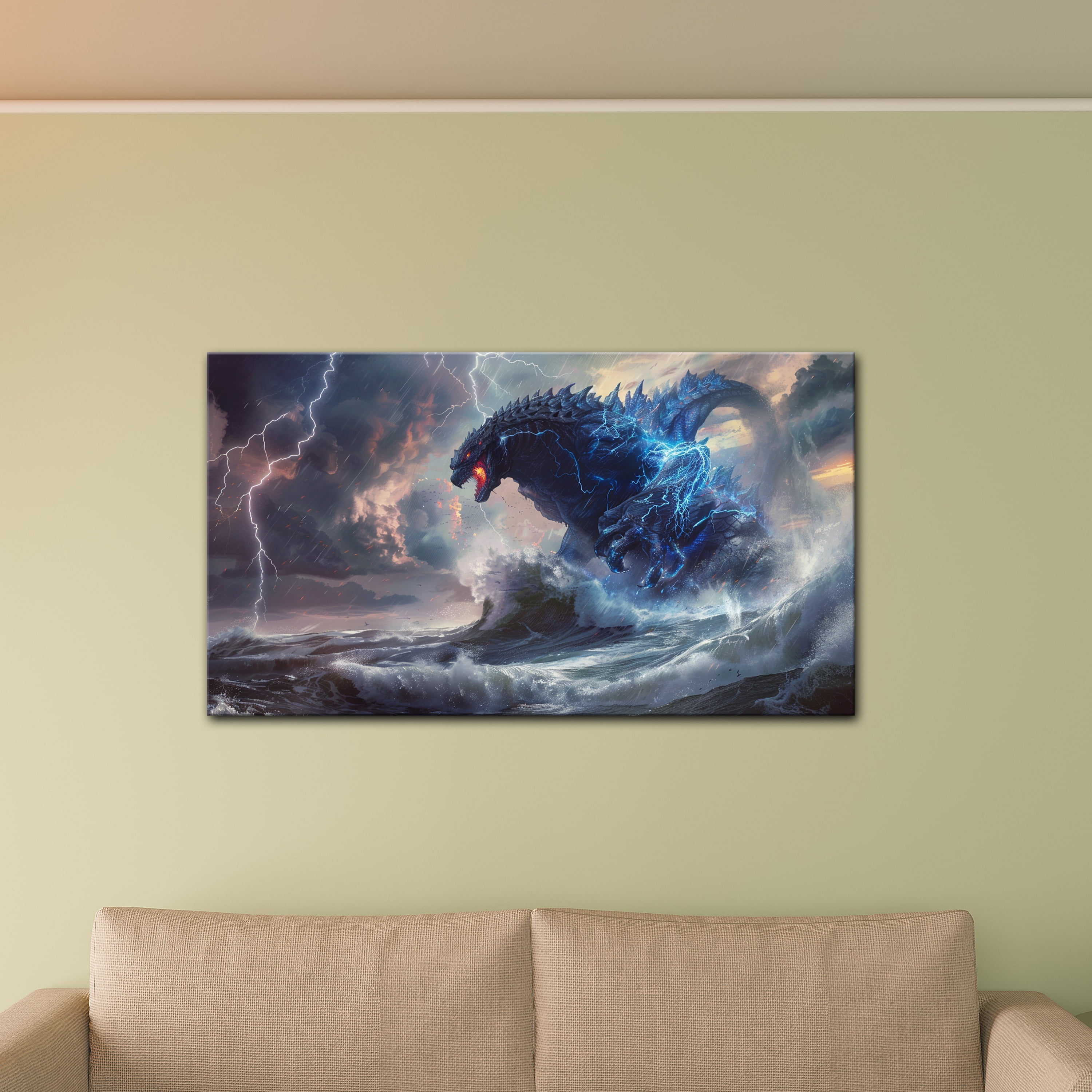 Tidal Judgment- Electric Godzilla (24 "x36" customizable) by Genie's Poems - Print Wall Art Work ...