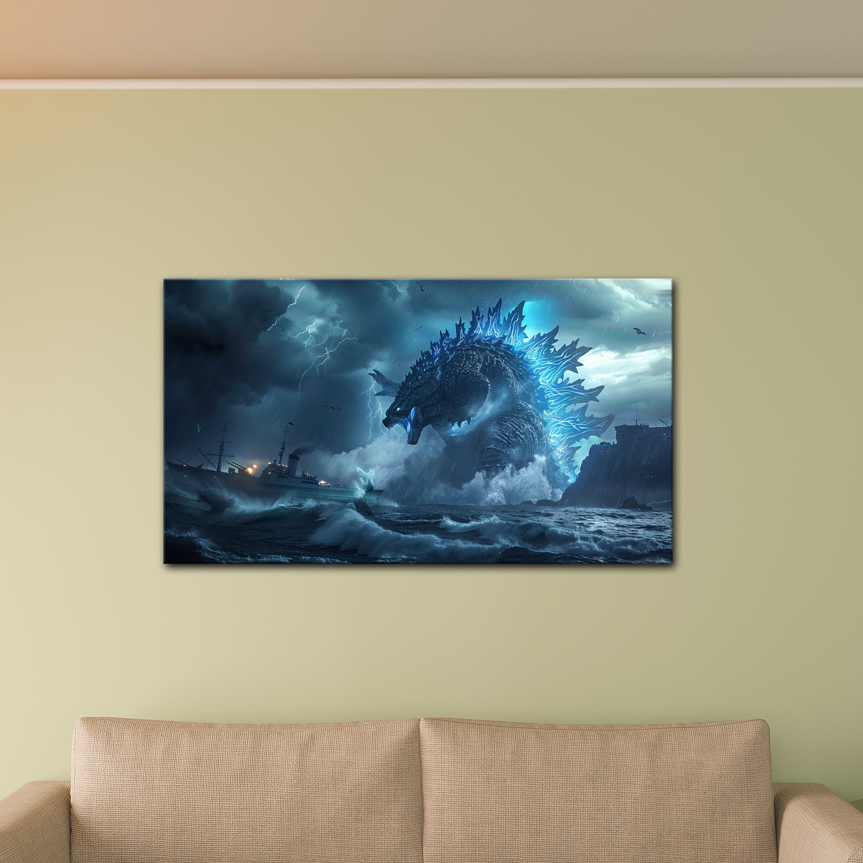 Tidal Judgment- Godzilla Present in the Wild Waves (24 "x36 ...