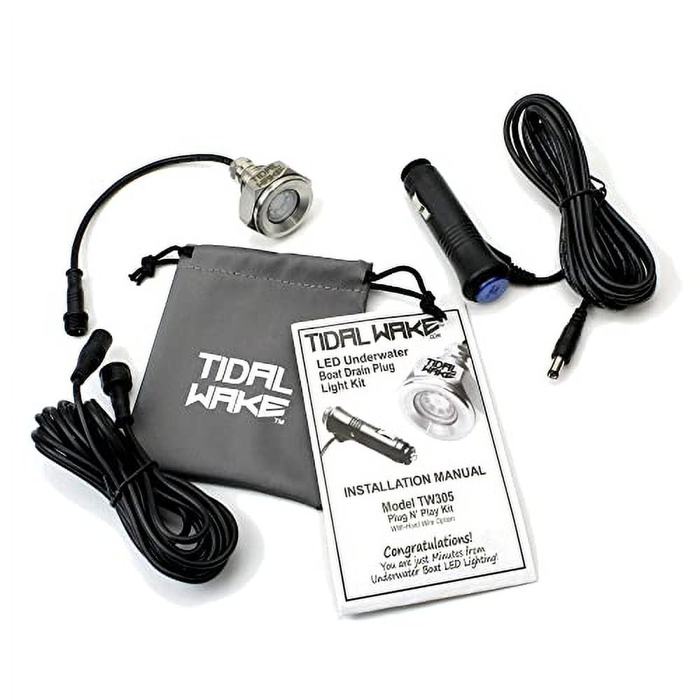 Tidal Wake Plug N' Play Underwater LED Boat Drain Plug Light, No Wiring ...