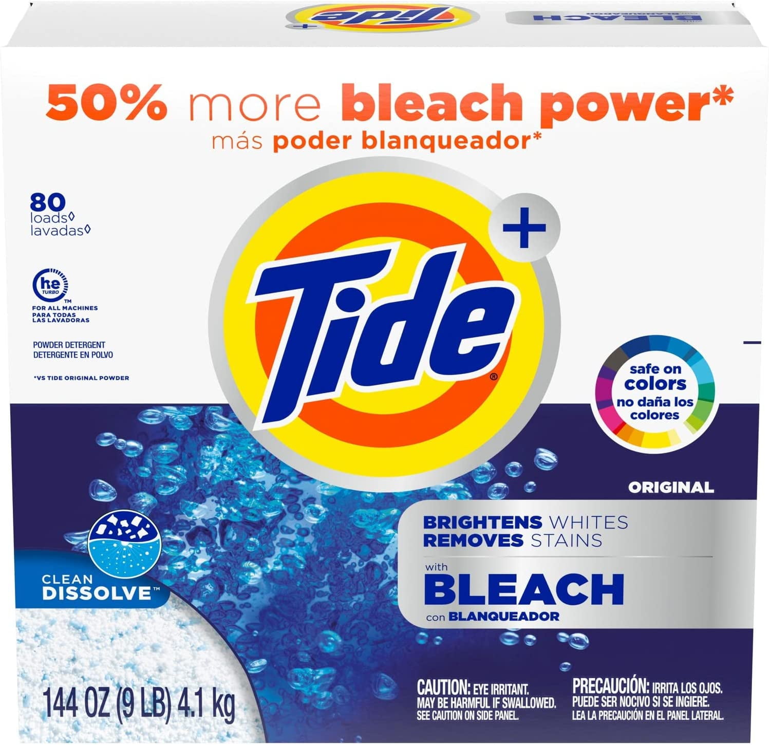 Tide 84998 Laundry Detergent With Bleach, Tide Original Scent, Powder ...