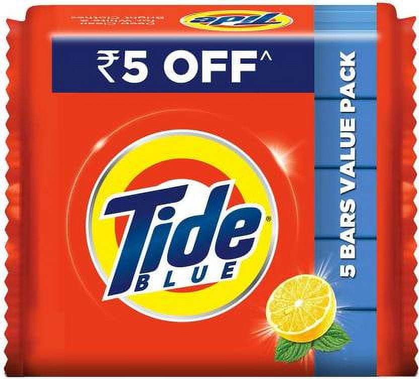 Tide Blue Detergent Bar Soap, Value Pack 200 gms x 5 Detergent Bar (200 ...