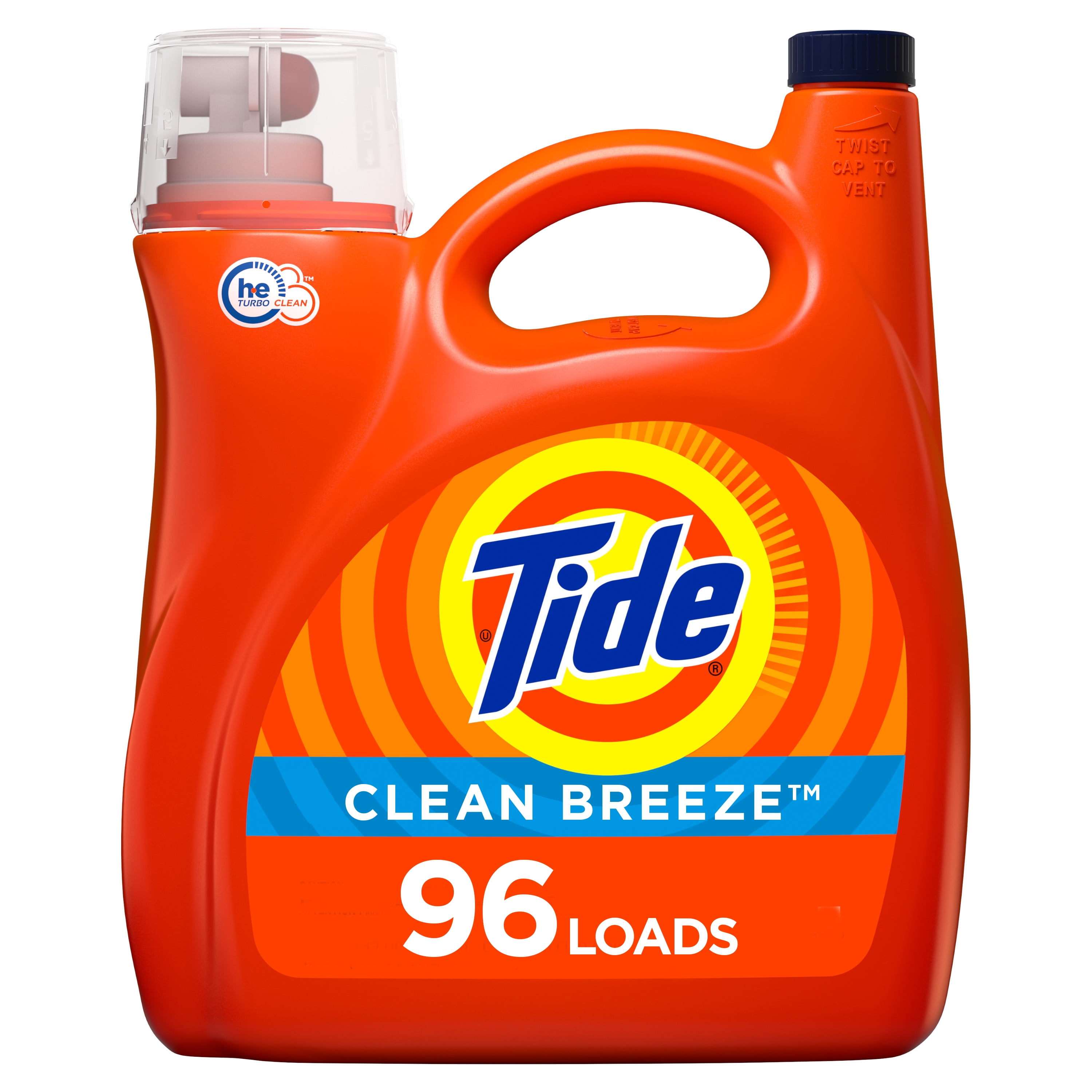 Tide High Efficiency Cold Water Fresh Washing Soap, Clean Breeze HE, 96 ...