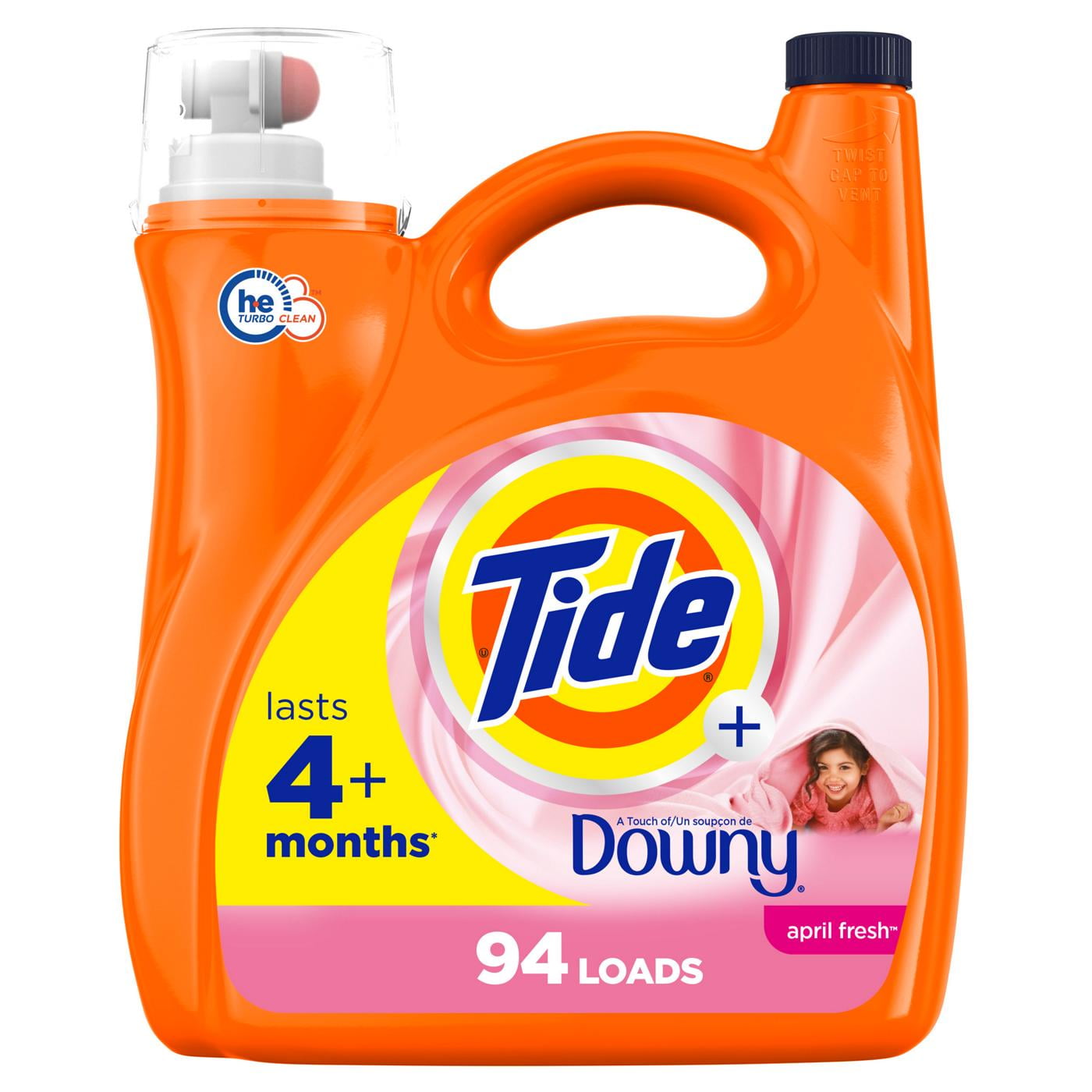 Tide + Downy HE Turbo Clean Liquid Laundry Detergent, 94 Loads - April Fresh 132 oz - Walmart.com