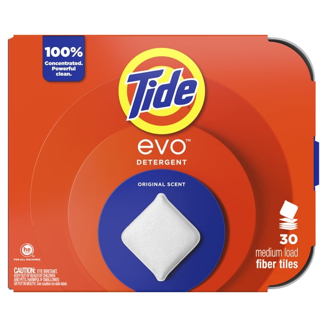 Tide Evo Laundry Detergent Tiles 30 Ct, Original Scent - Walmart.com