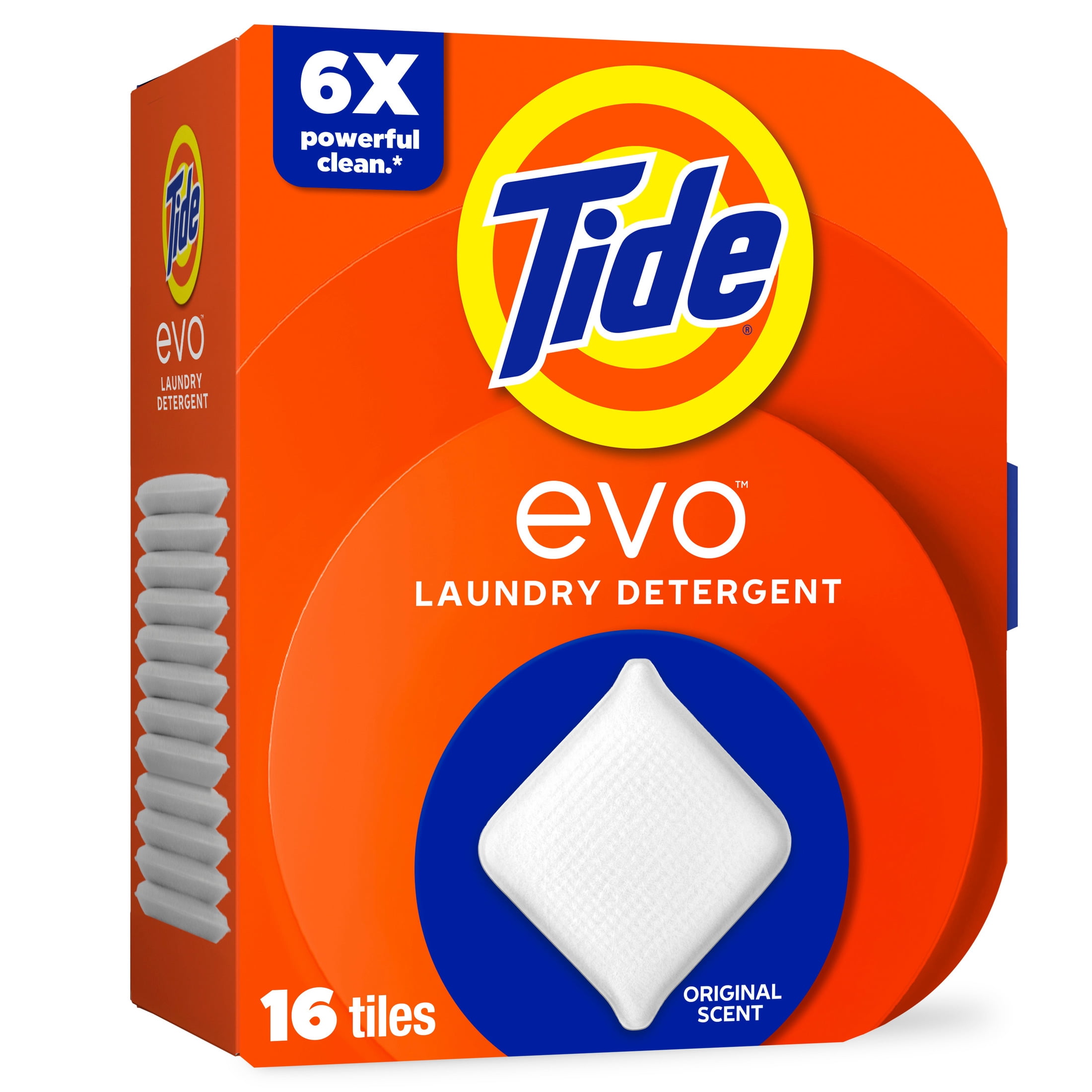 Tide Evo Laundry Detergent Tiles, 100% Concentrated, 6X Cleaning Power ...