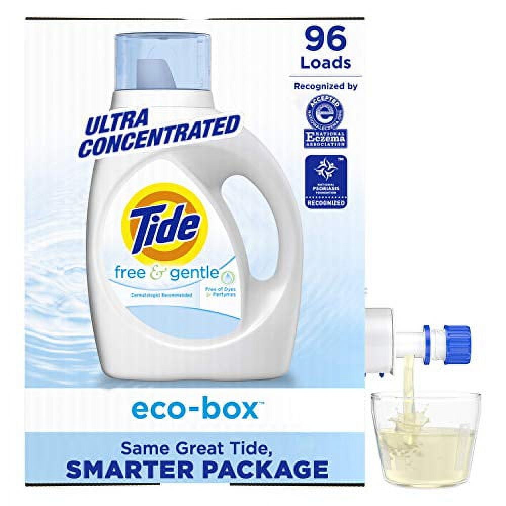 Tide Free and Gentle Eco-Box Liquid Laundry Detergent Soap, Ultra ...