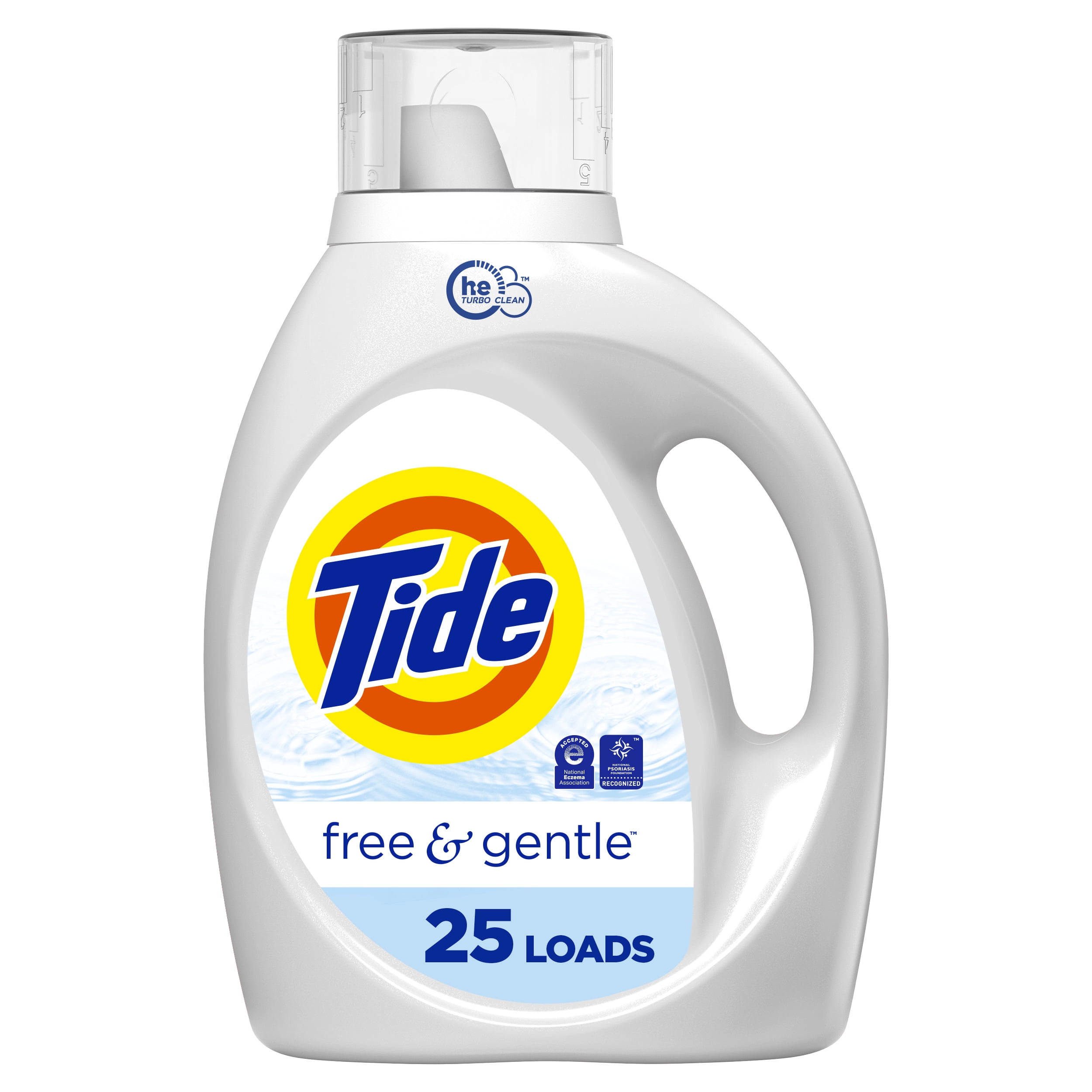 Tide Free & Gentle Liquid Laundry Detergent, 25 Loads, 34 fl oz ( 4 ...