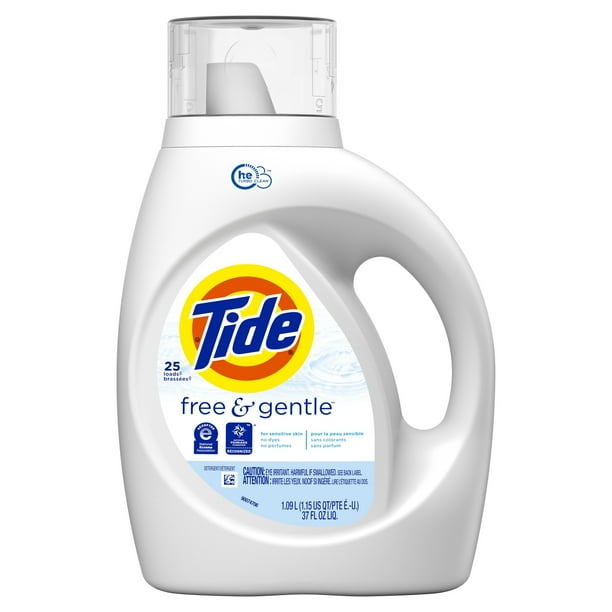 Tide Free & Gentle Liquid Laundry Detergent, 25 Loads 37 fl oz ...