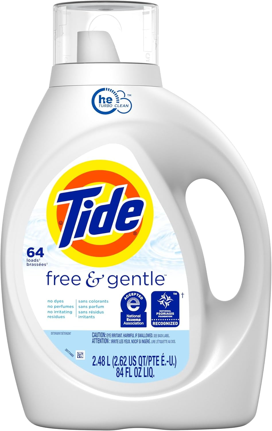 Tide Free & Gentle Liquid Laundry Detergent, 64 loads, 84 fl oz ...