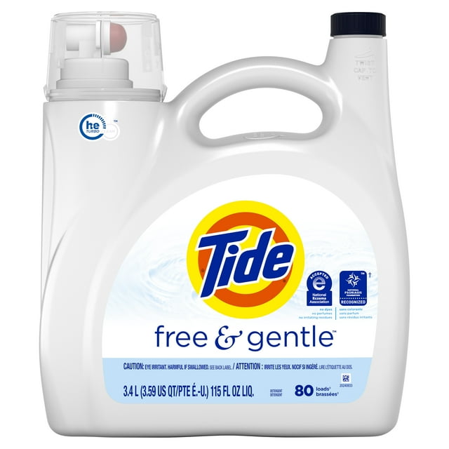 Tide Free & Gentle High Efficiency Unscented Soap, 80 Loads Liquid ...