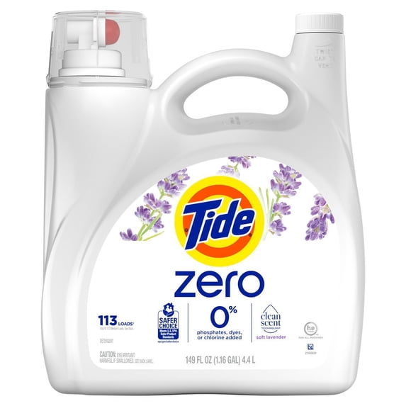 Tide Zero Liquid Laundry Detergent, Lavender Scent, 149 fl oz, Dye-Free ...