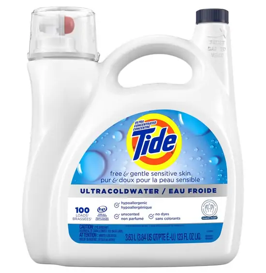 Tide Liquid Free and Gentle Sensitive Skin Ultra Coldwater, 100 Loads ...