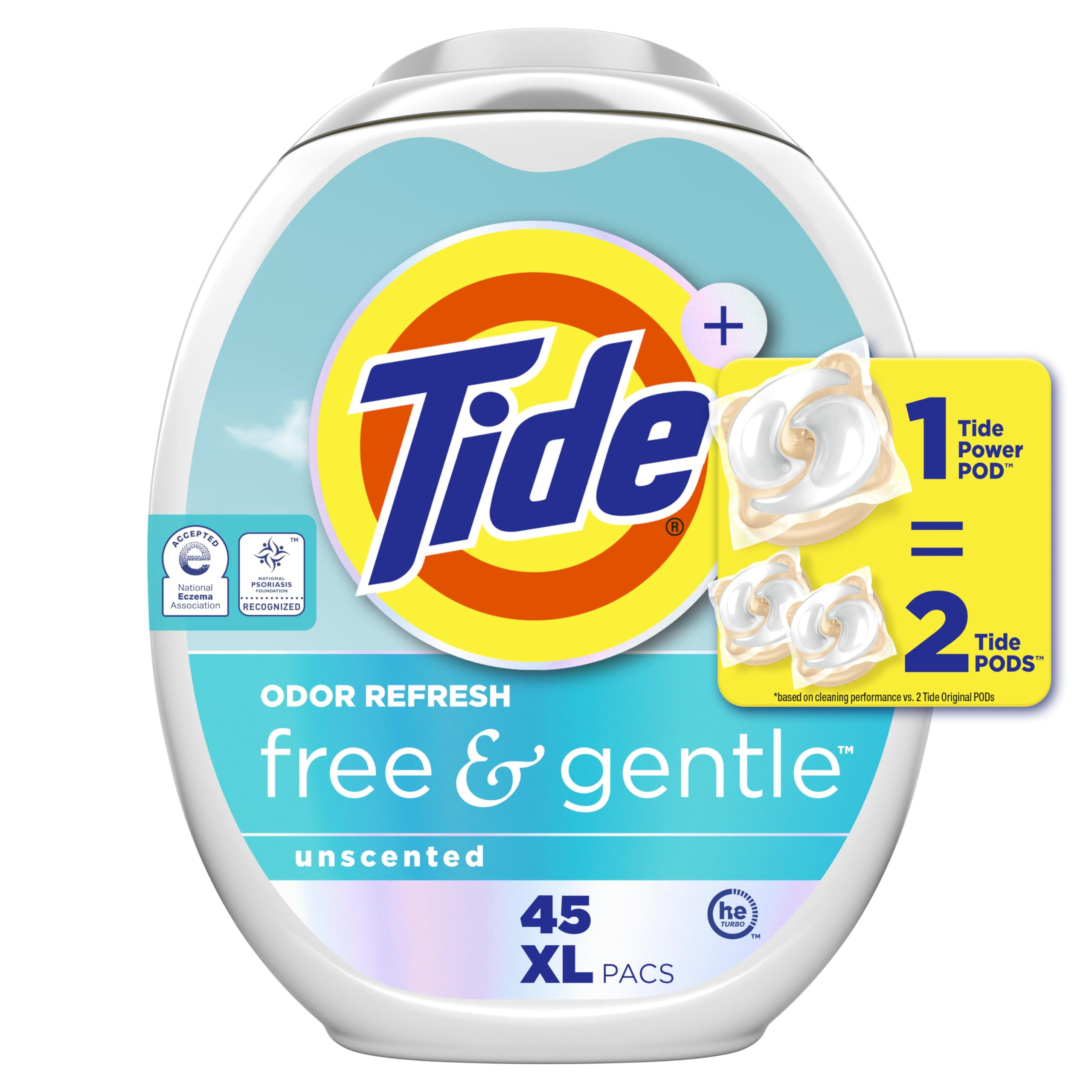 Tide PODS Free and Gentle Odor Refresh Laundry Detergent Packs, 45 Count, Hypoallergenic Laundry ...