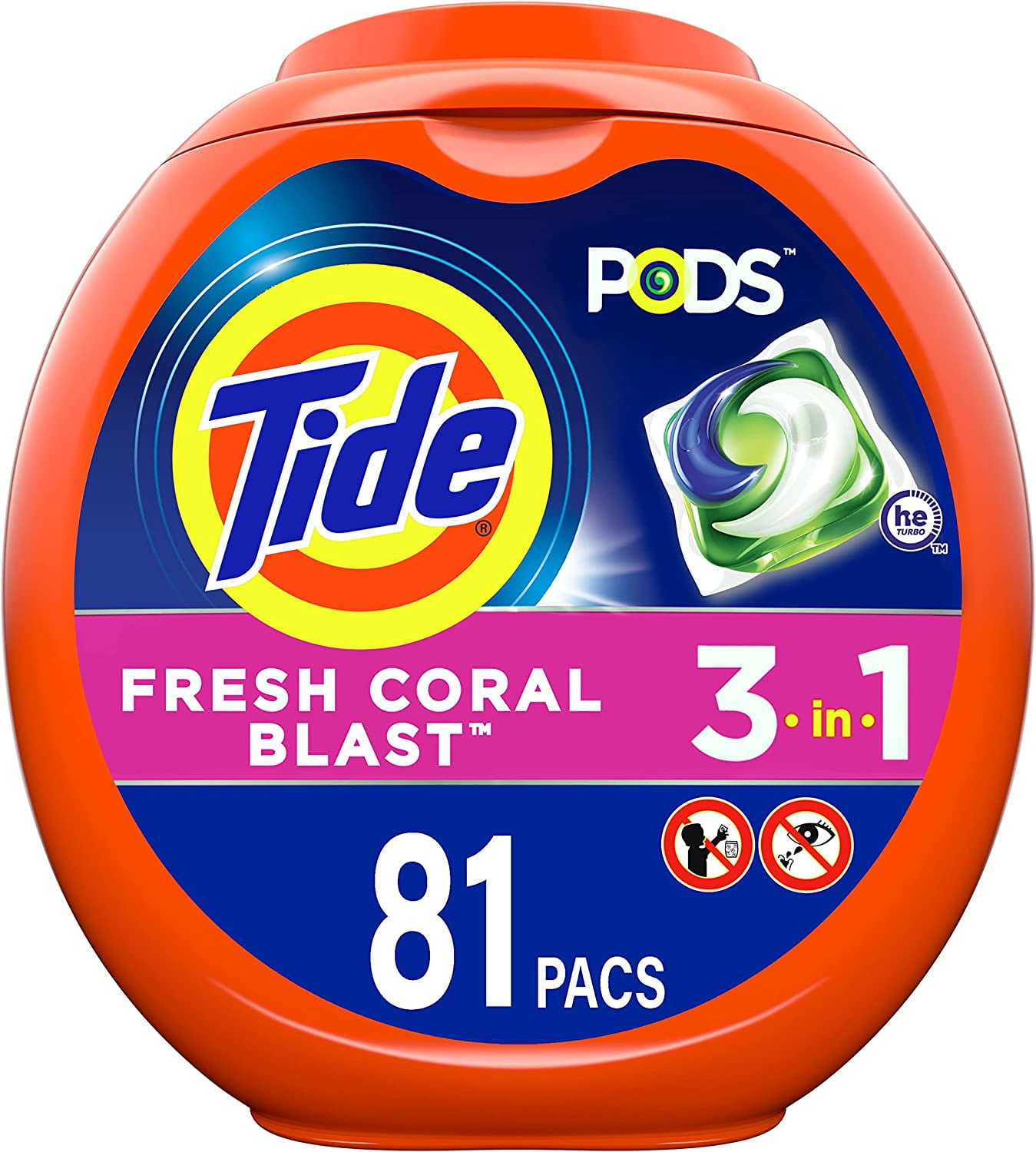 Tide PODS 3 in 1 HE Turbo Laundry Detergent, Fresh Coral Blast Scent ...