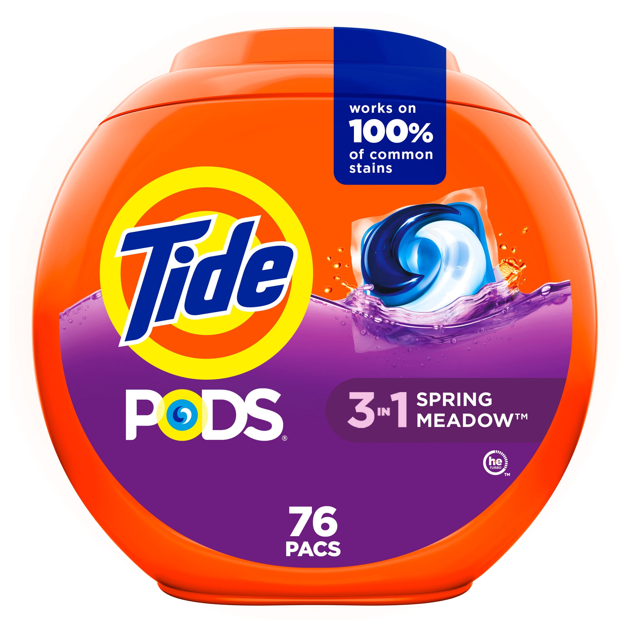 Tide PODS Laundry Detergent Packs, 76 Count, Spring Meadow Scent ...