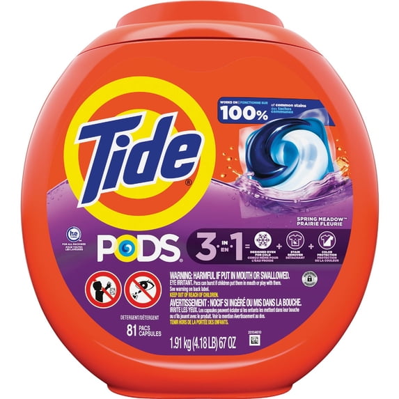 Tide, Laundry Detergent Pods, Spring Meadow 81 ct, Concentrated ...