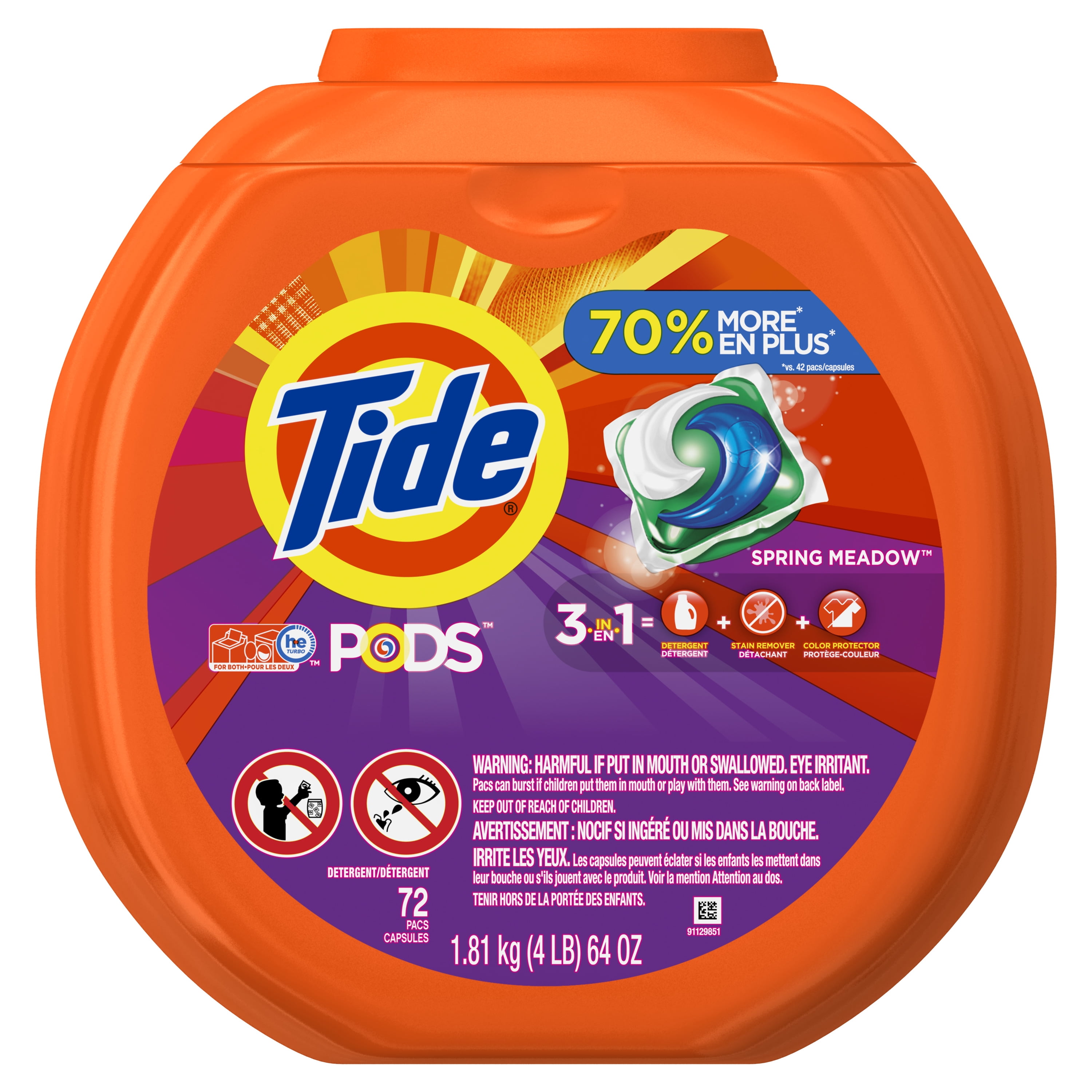 Tide PODS Laundry Detergent Pacs, Cold Water Clean, Spring Meadow, 72 ...