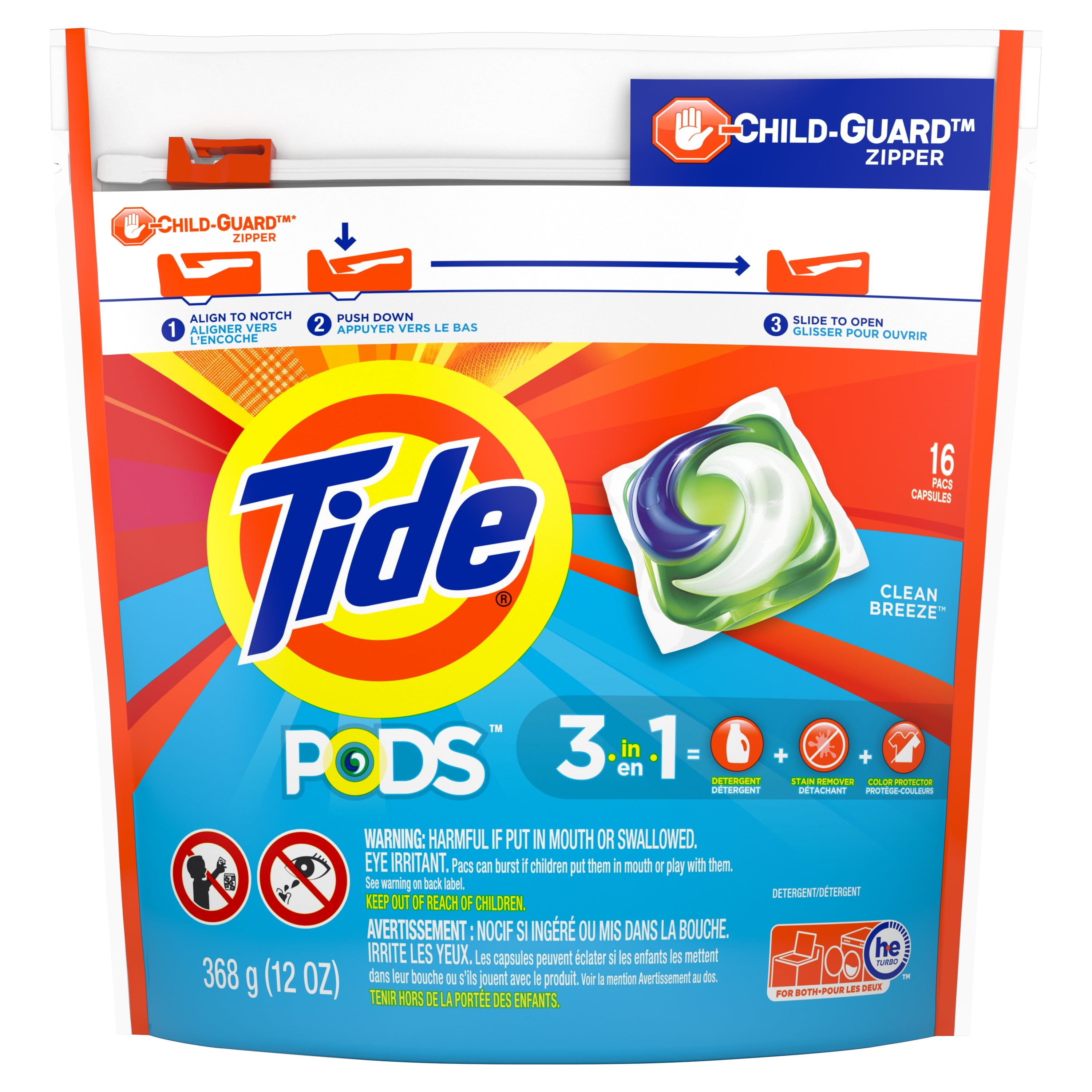 Tide PODS Original Liquid Laundry Detergent Pacs, Clean Breeze, 16 Wash ...