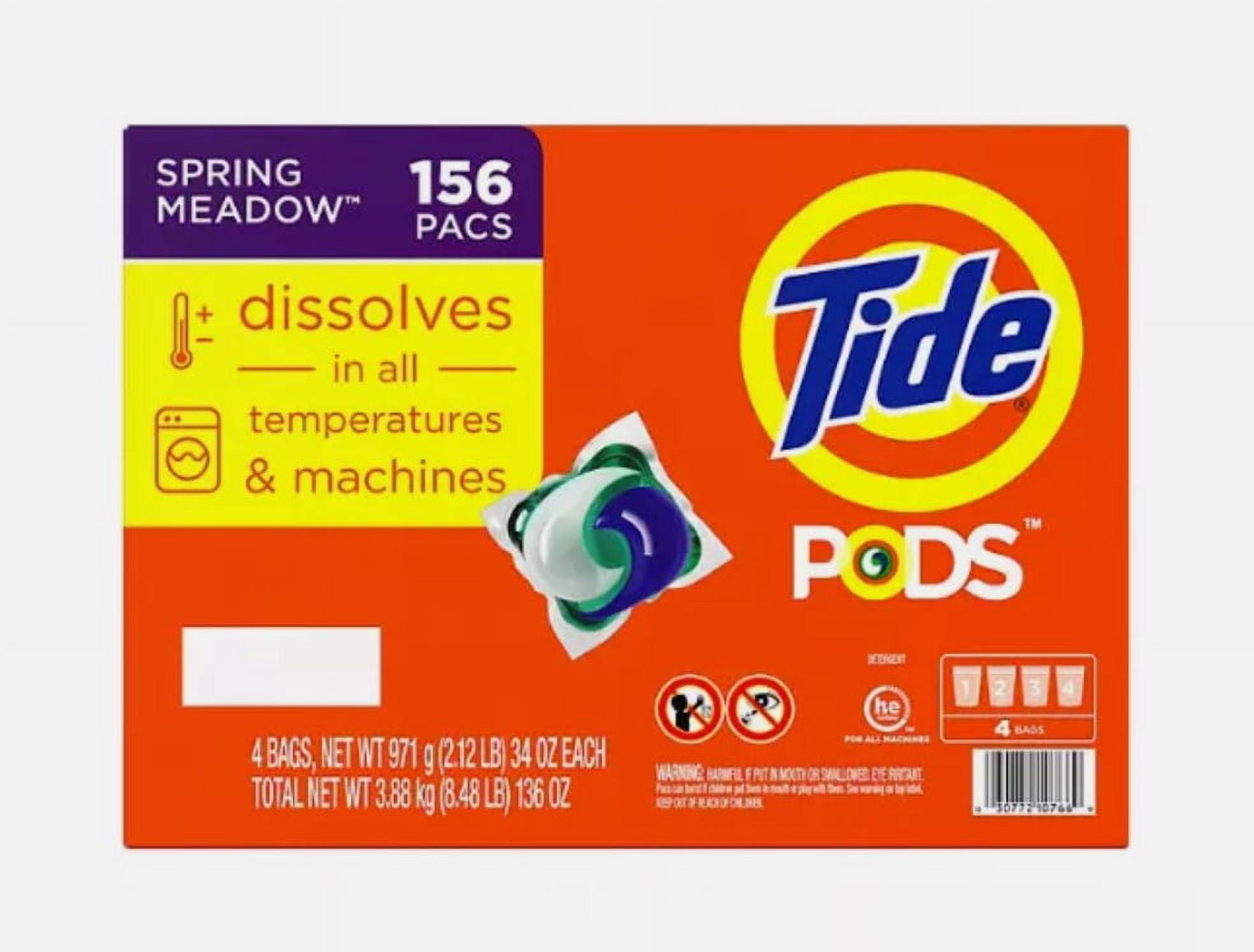 Tide PODS Liquid Laundry Detergent Pacs, Spring Meadow (156 ct ...