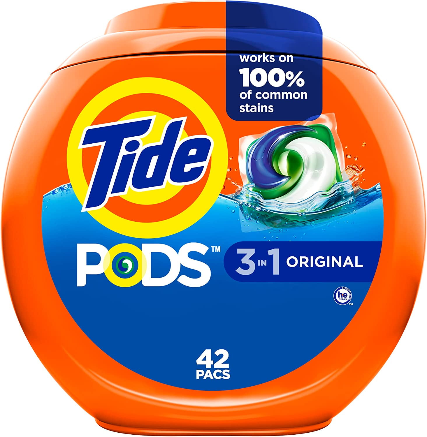 Tide PODS Liquid Laundry Detergent Soap Pacs, HE Compatible, 42 Count, Powerful 3-in-1 Clean in ...