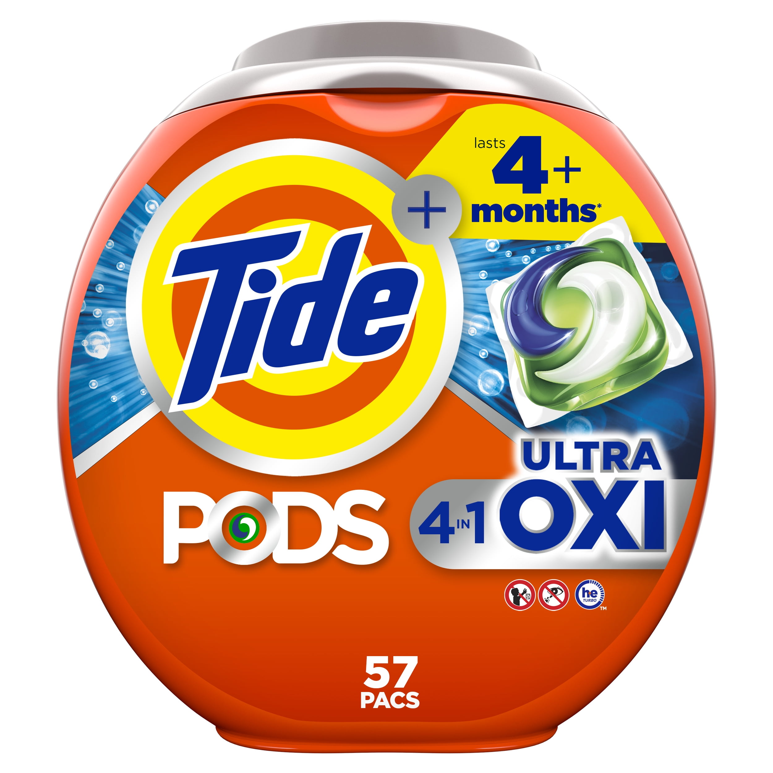 Tide PODS Ultra OXI Liquid Laundry Soap, 57 Count Detergent Packs ...