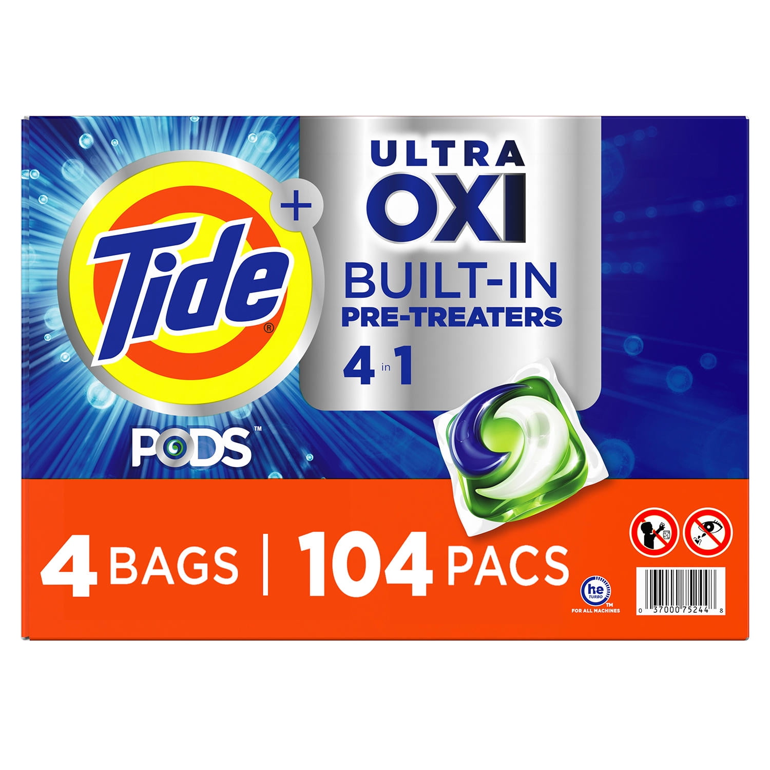 Tide PODS Ultra Oxi Liquid Detergent Pacs, Cold Water Clean Washing ...