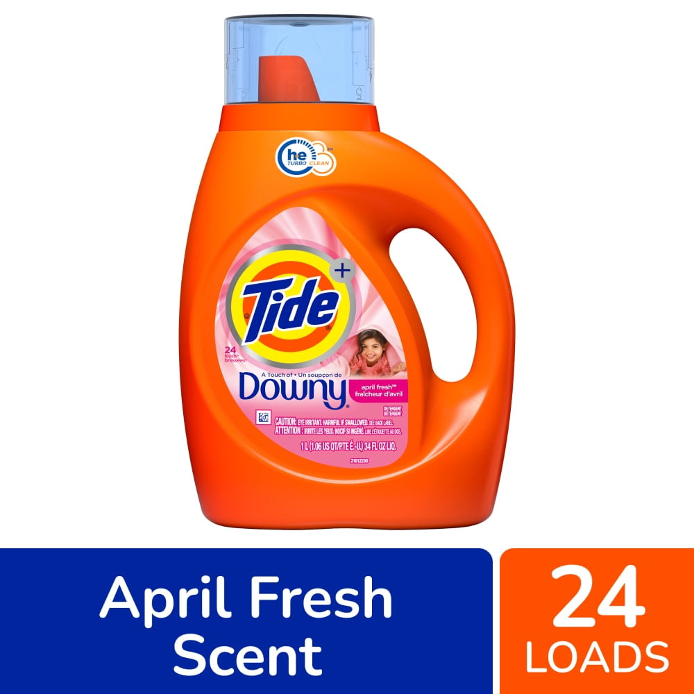 Tide Plus A Touch of Downy Liquid Laundry Detergent, April Fresh Scent, 34 fl oz, 24 Loads, 34 ...