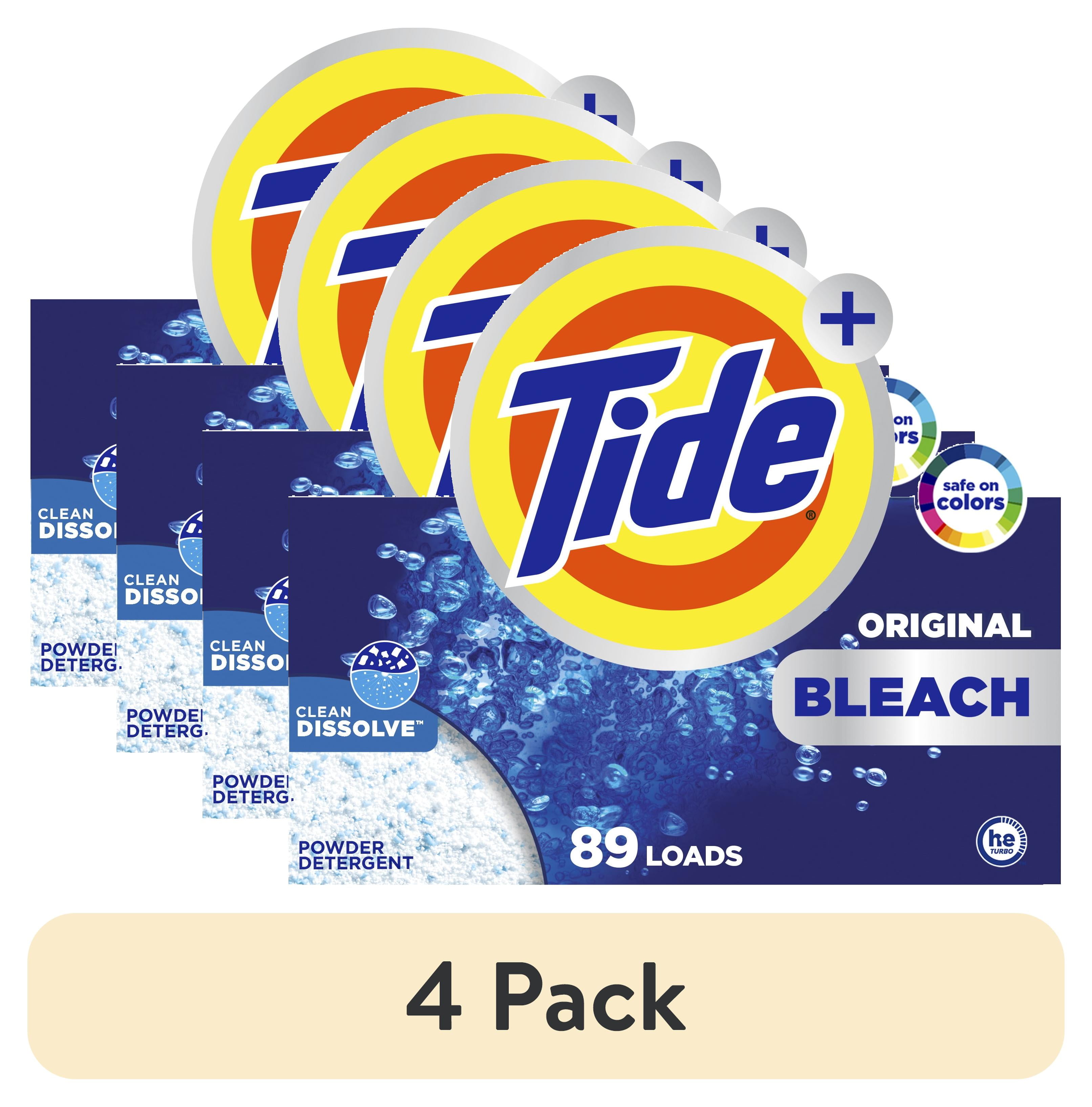 (4 pack) Tide Plus Bleach Powder Laundry Detergent, Original, 89 Loads ...