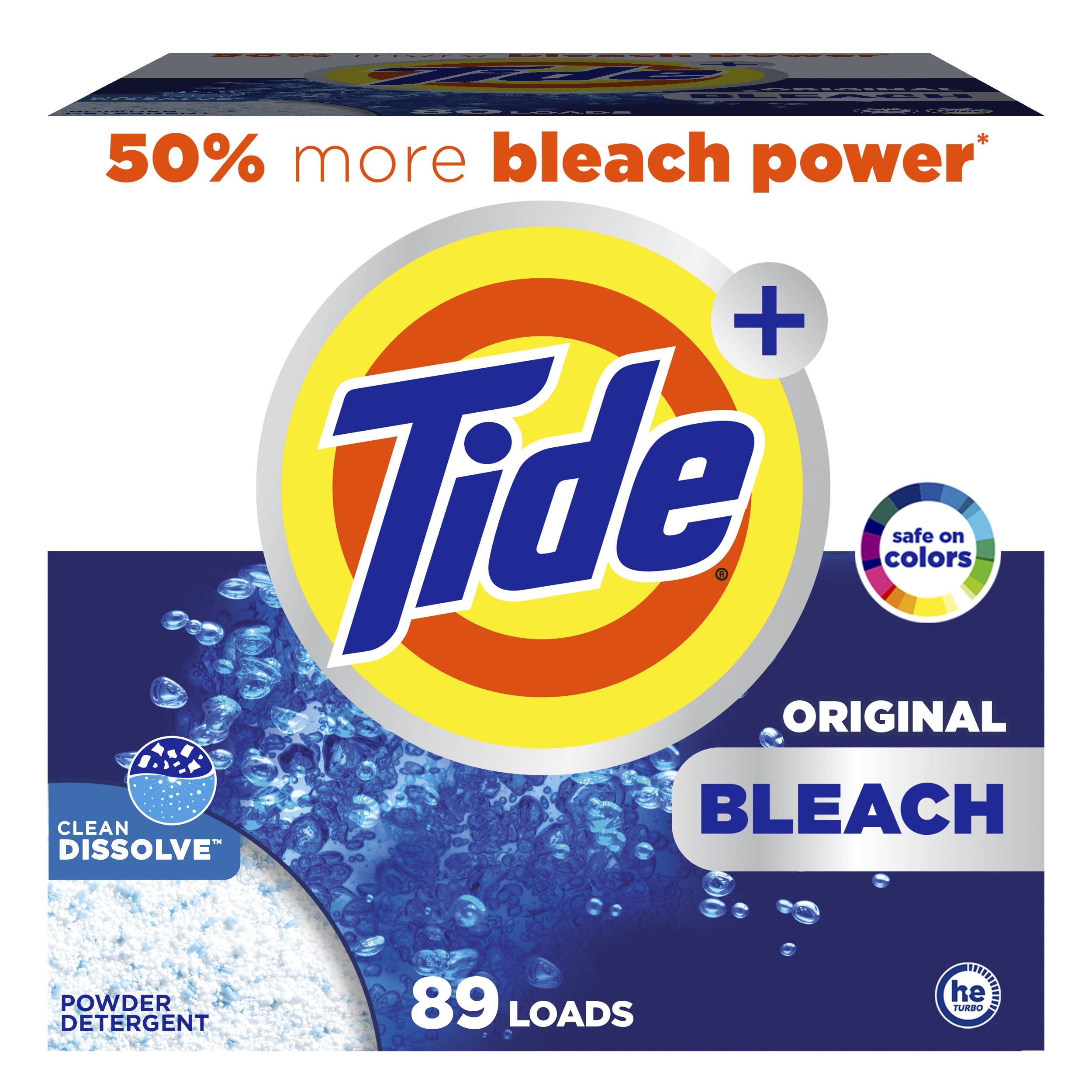 Tide Plus Bleach Powder Laundry Detergent, Safe Alternative, 89 Loads ...