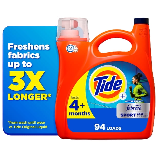 Tide Plus Febreze Sport Odor Defense HE Turbo Clean Liquid Laundry ...
