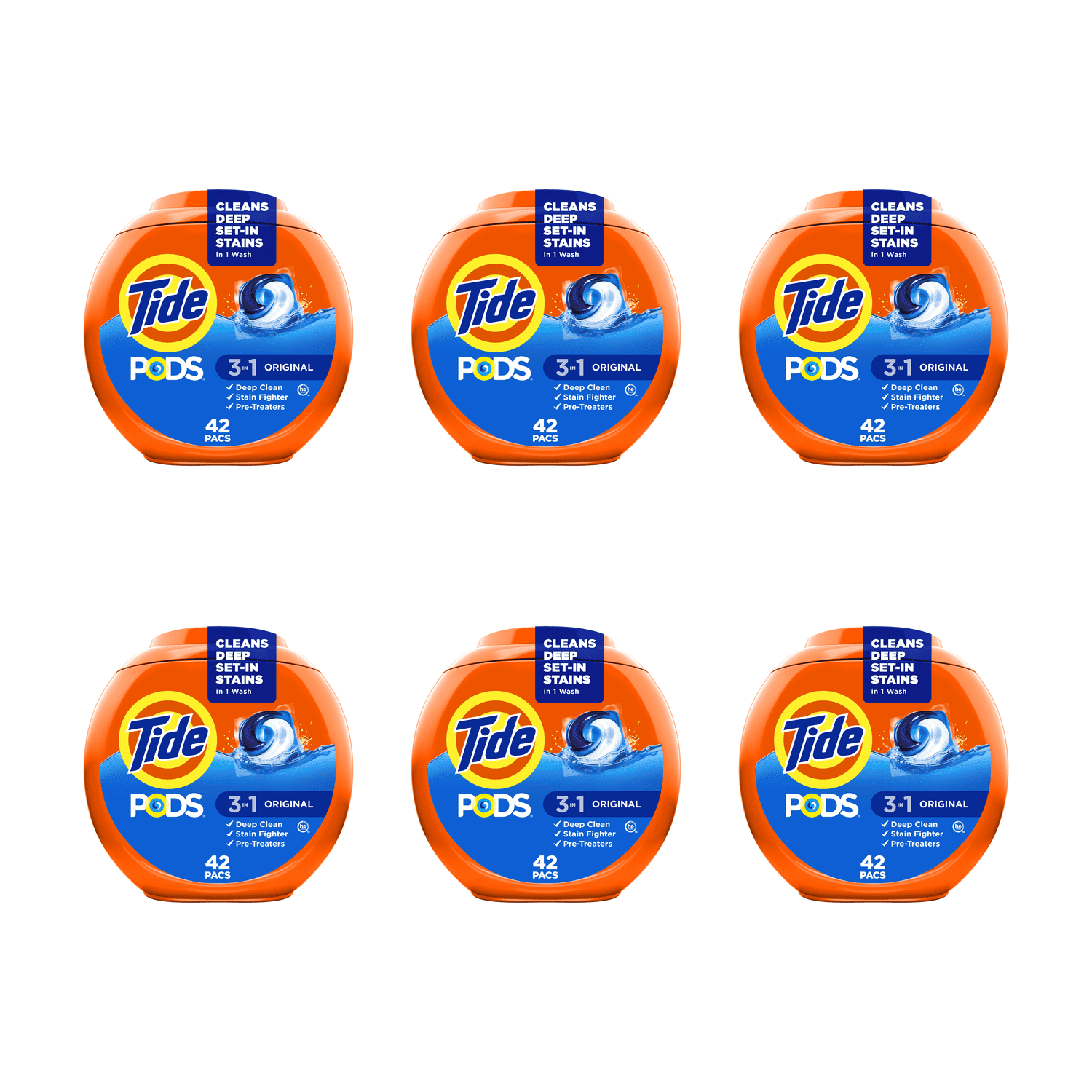 Tide Pods 3-in-1 Original Laundry Detergent Pacs (42 Count x 6 ) – 6 ...