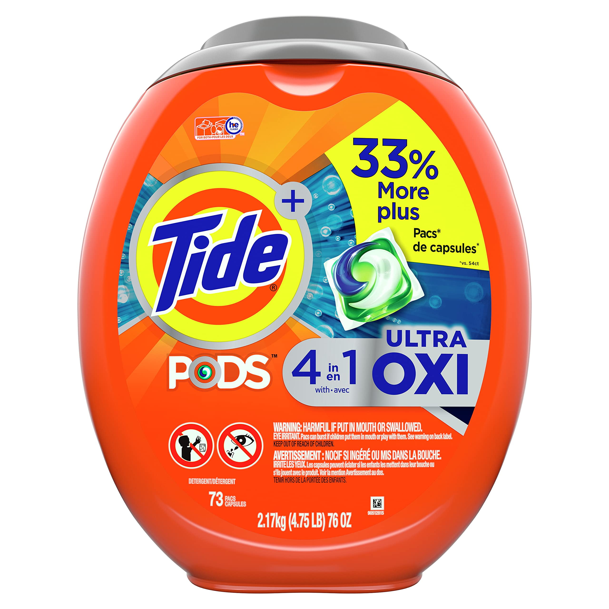 Tide PODS 4-in-1 Ultra OXI Laundry Detergent Soap Pods, HE Compatible ...