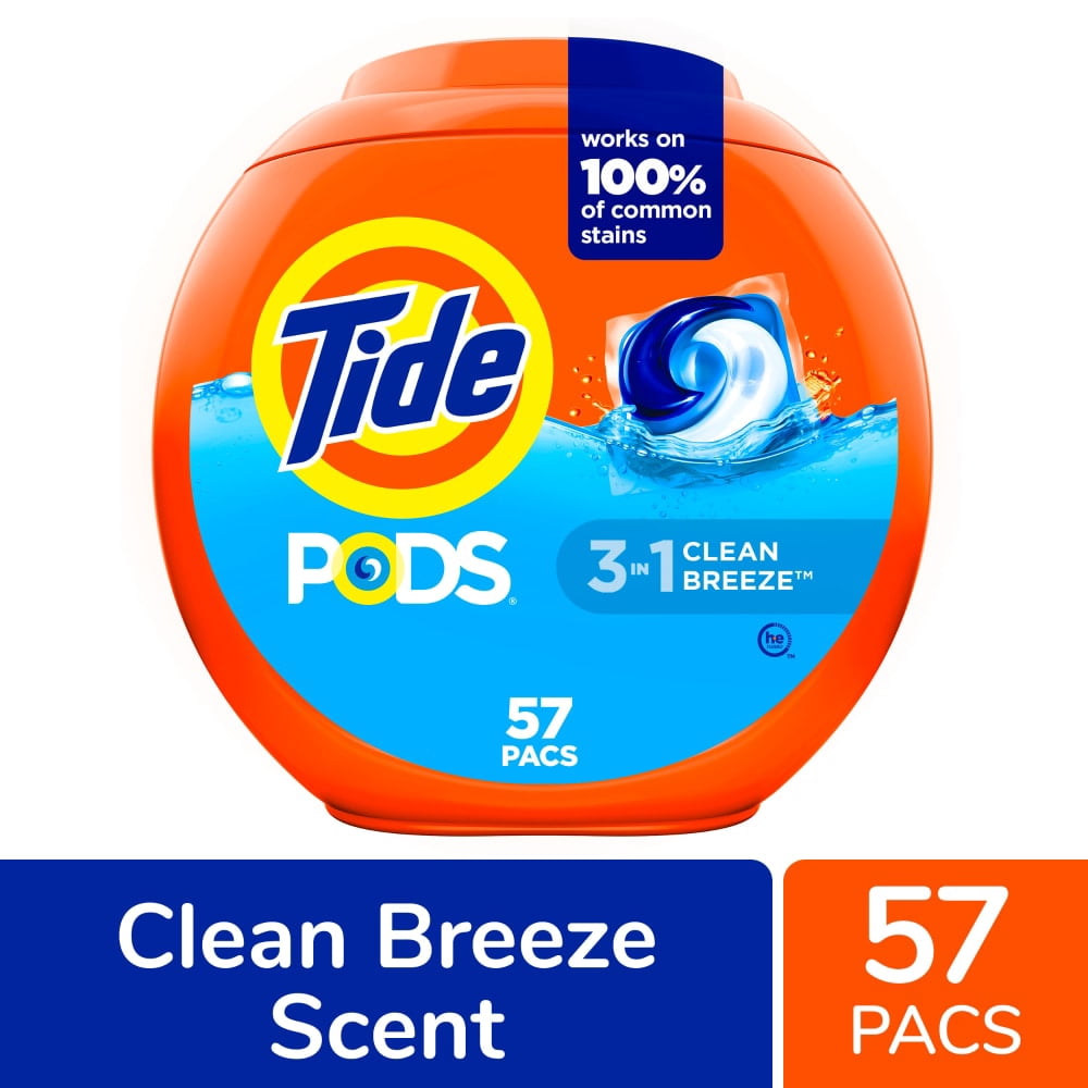 Tide Pods Clean Breeze Laundry Detergent Pods, 57 ct - Walmart.com