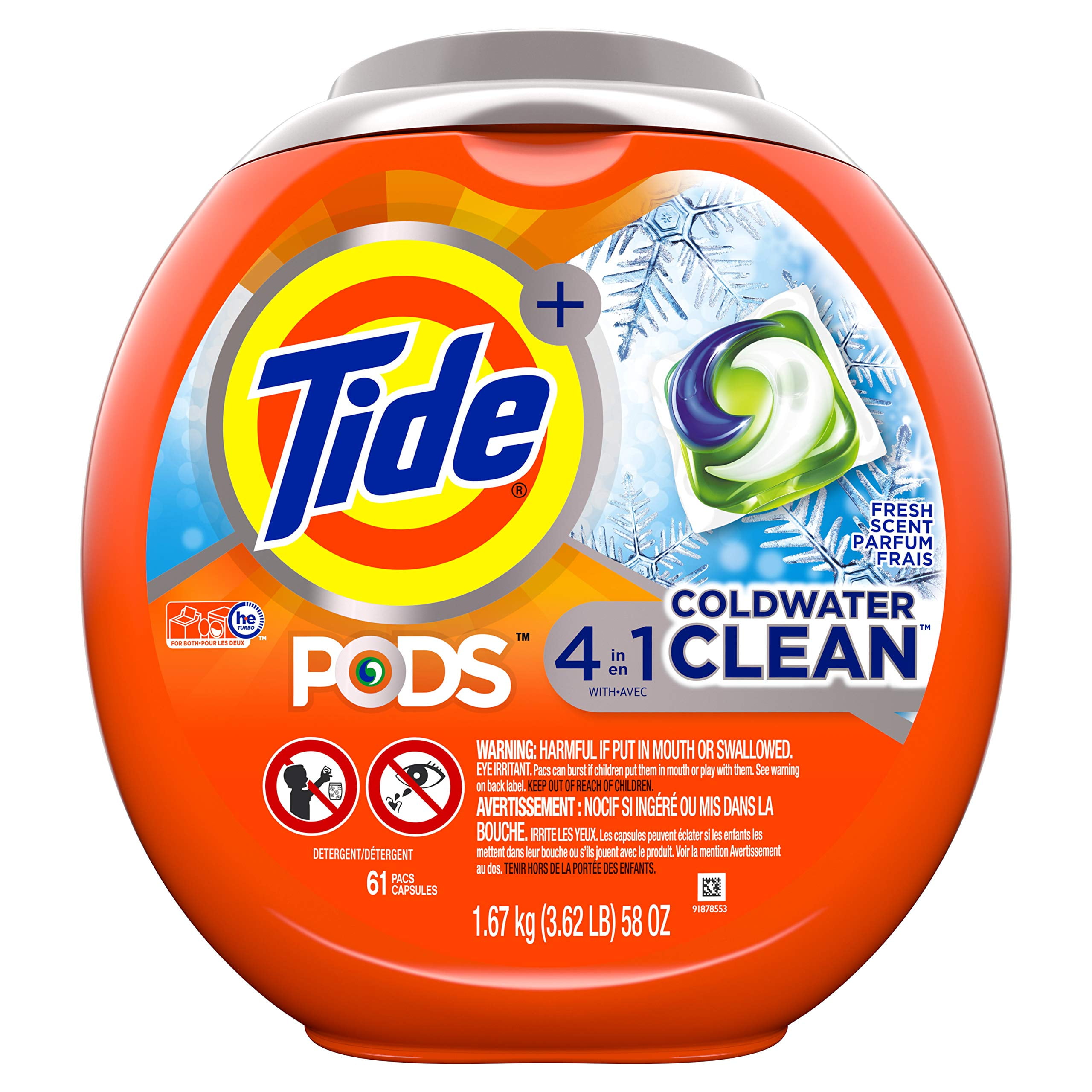 Tide Pods Coldwater Clean Liquid Laundry Detergent Pacs, Fresh Scent ...