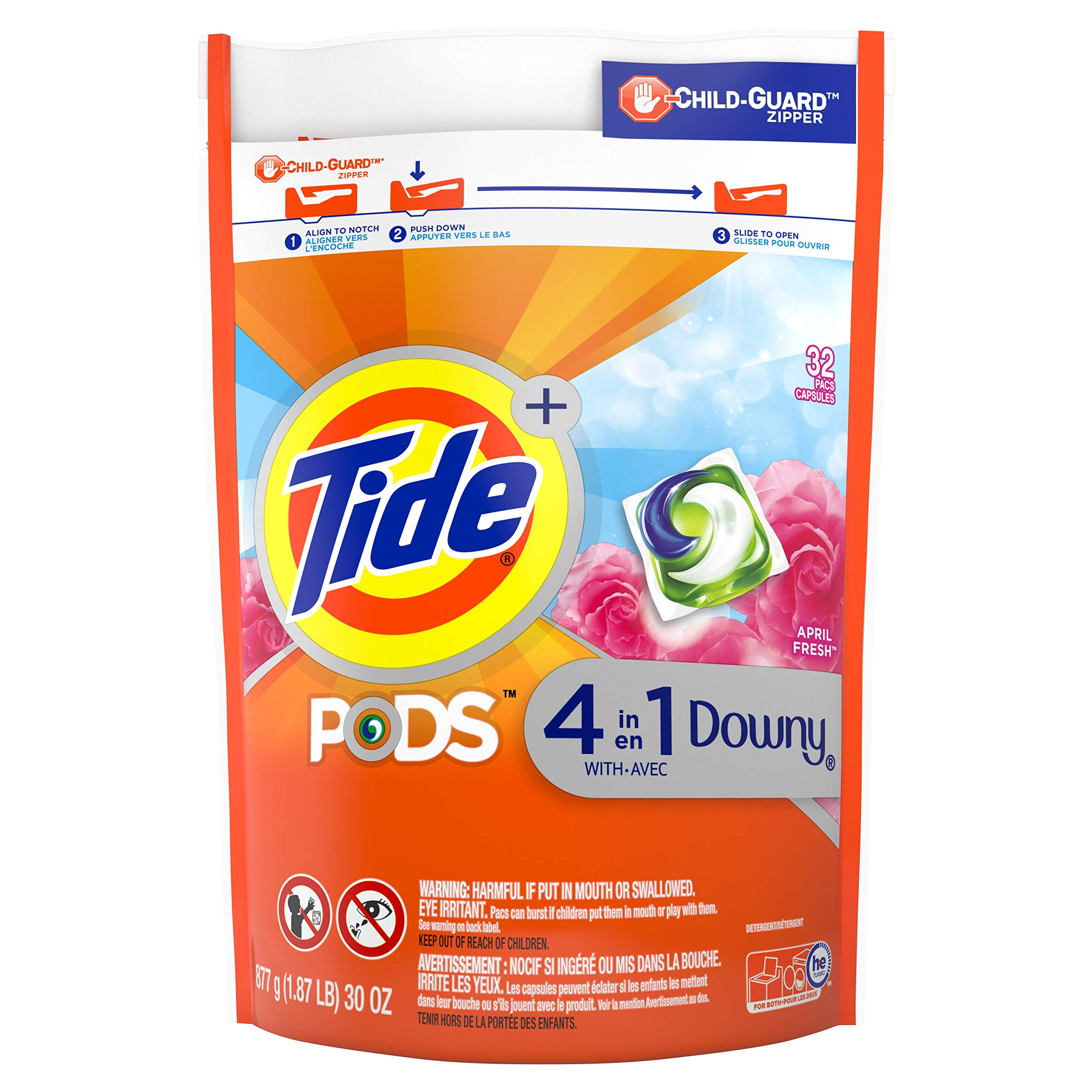 Tide Pods Downy He Turbo Laundry Detergent Pacs, April Fresh Scent, 32 ...