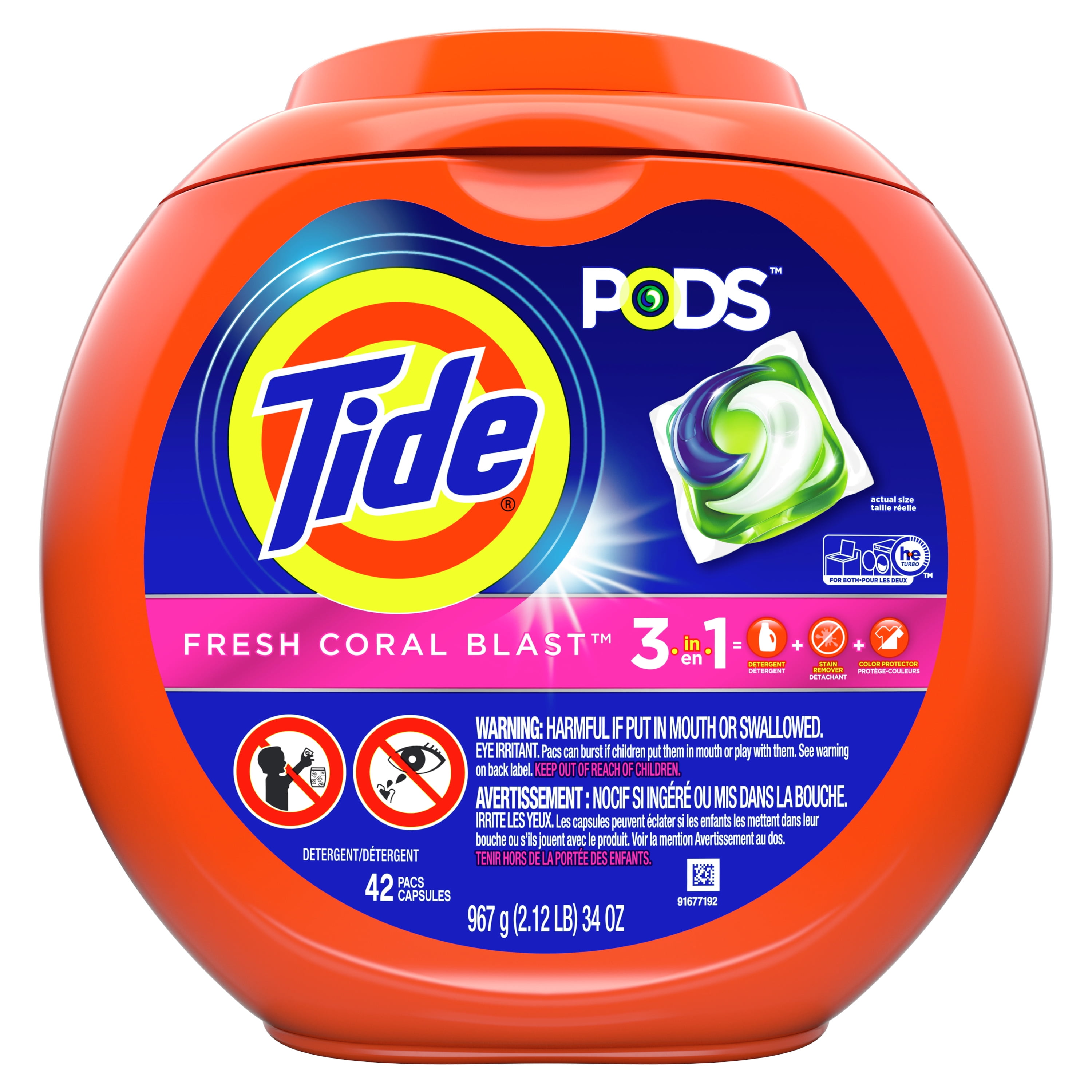 Tide Pods Fresh Coral Blast, 42 Ct Laundry Detergent Pacs - Walmart.com